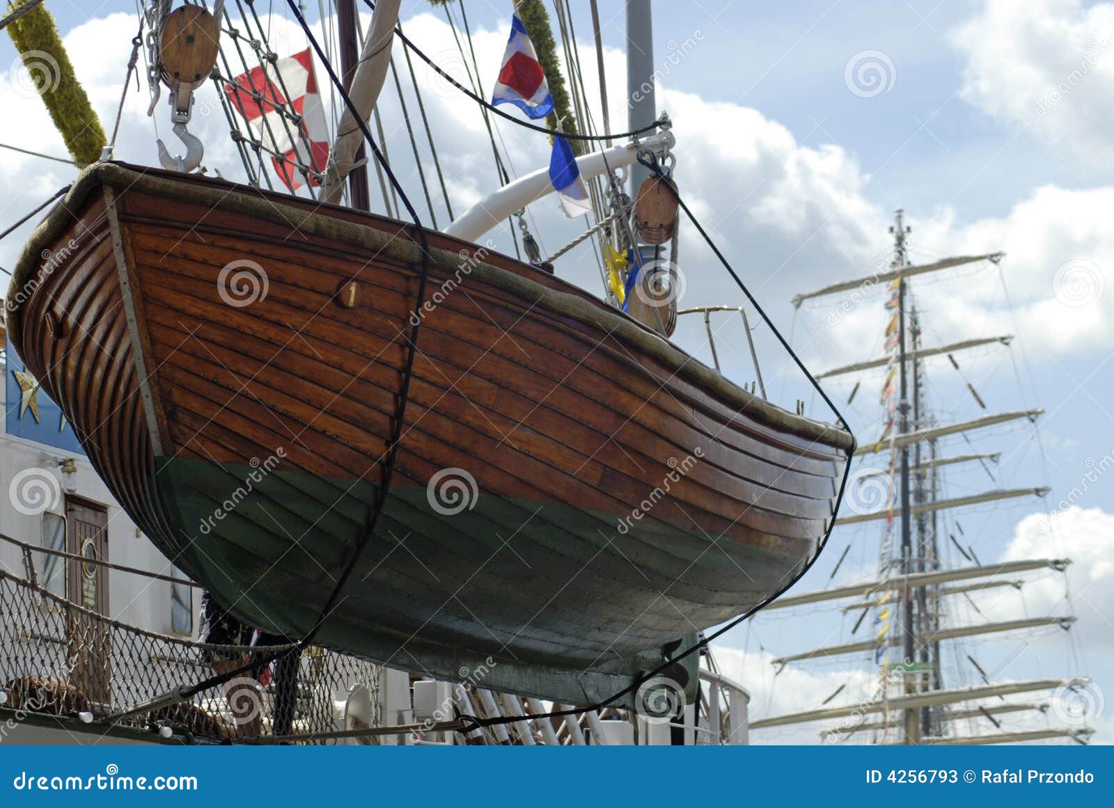 Life boat of a tall ship stock image. Image of poland - 4256793