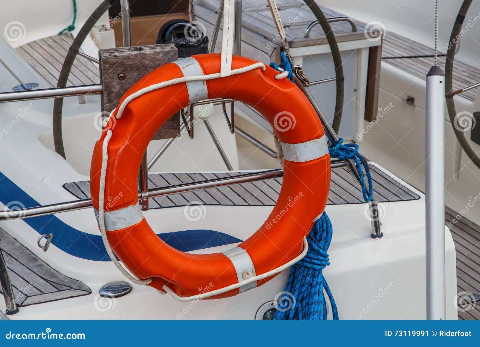Life Buoy on Boat in Detail Stock Image - Image of travel, equipment ...