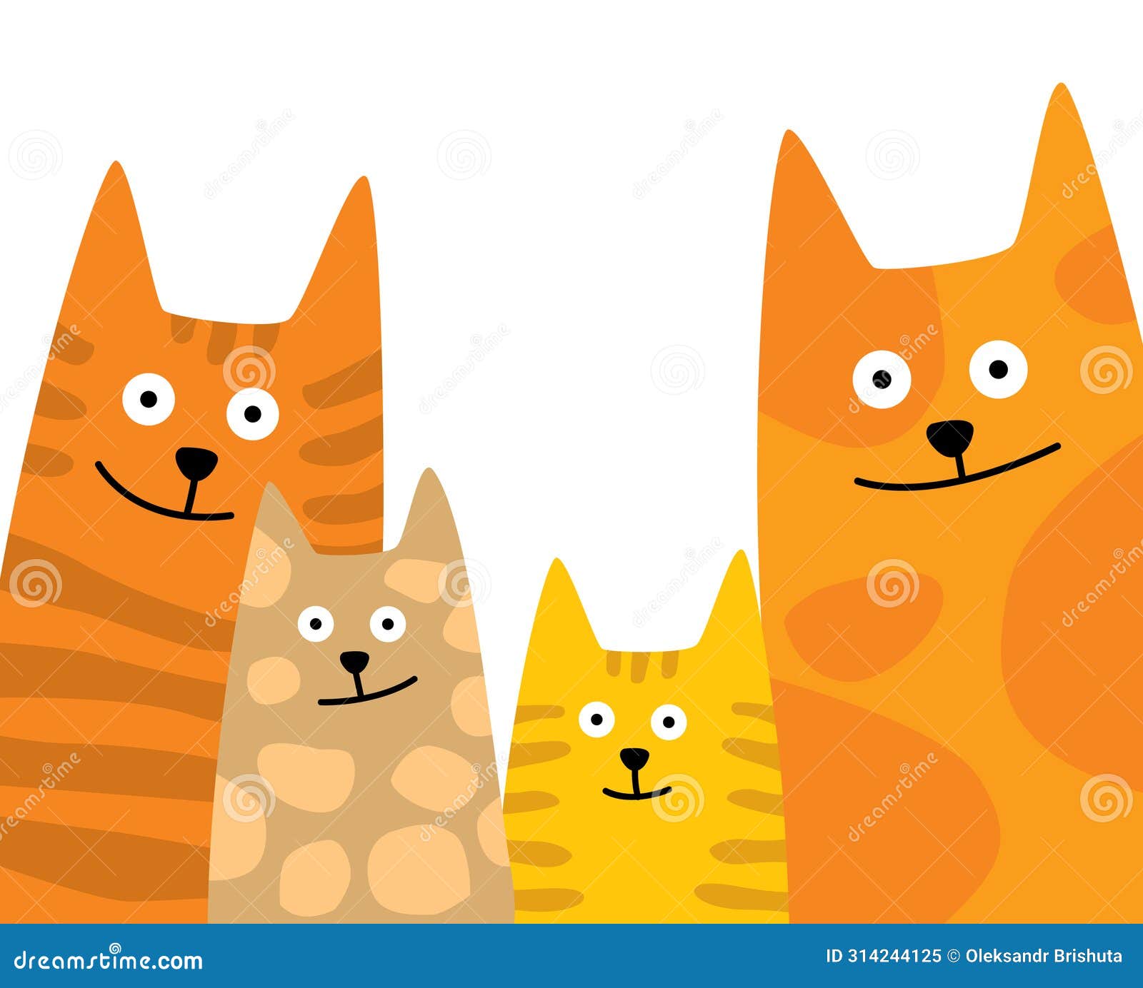 The Life of Cats. a Bunch of Cheerful Multi-colored Cats. Cartoon ...