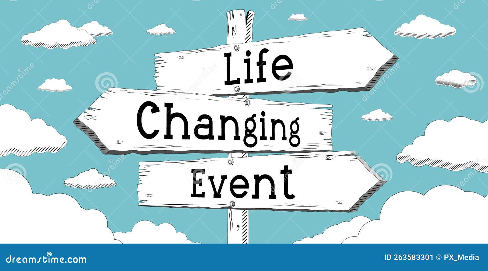 Life Changing Event - Outline Signpost with Three Arrows Stock ... Life Changing Event - Outline Signpost with Three Arrows Stock ...