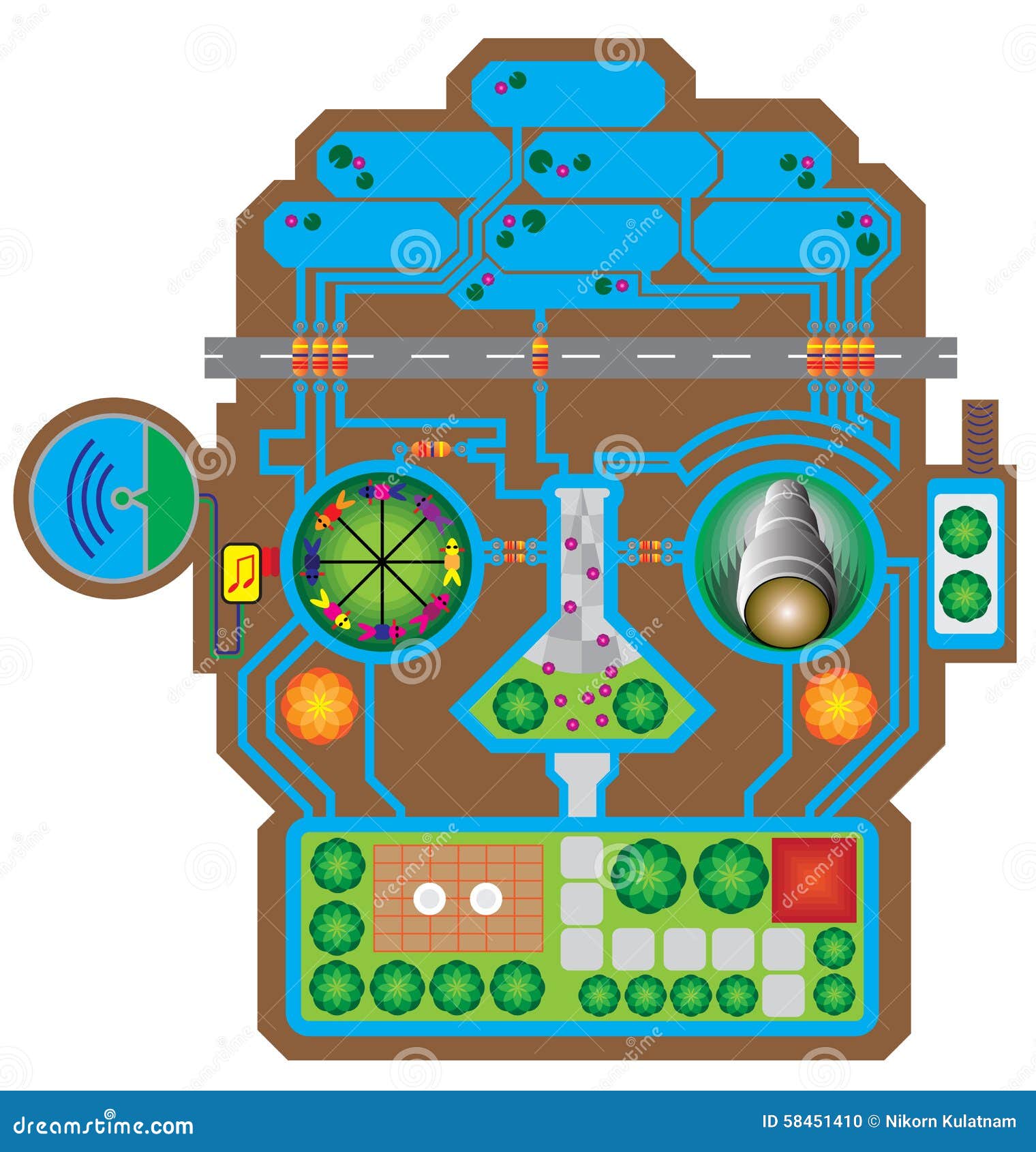 Life City Technology Garden Stock Vector - Illustration of water ...