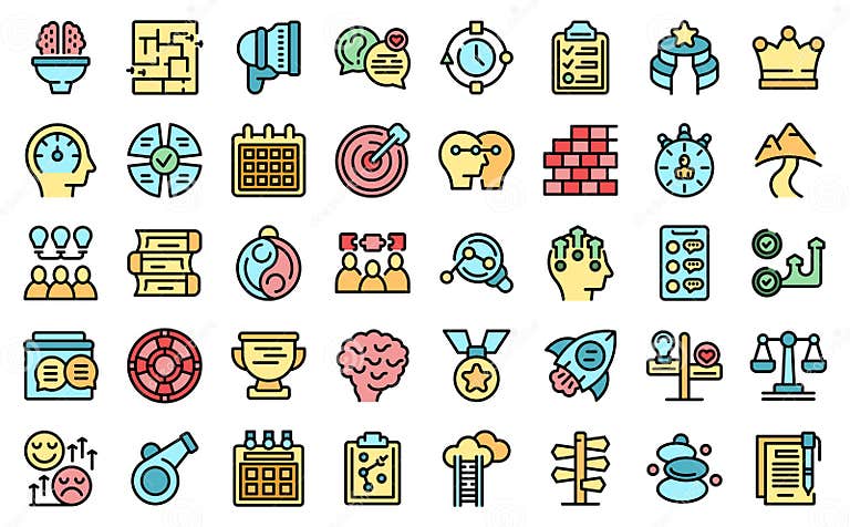 Life Coach Icons Set Vector Flat Stock Vector - Illustration of expert ...