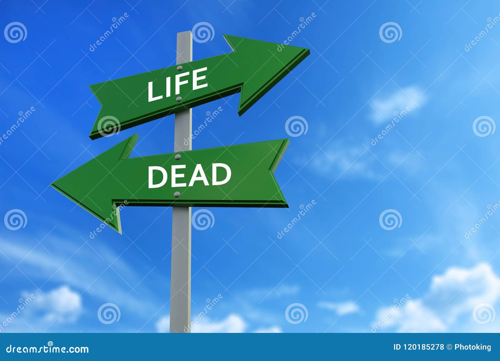 Life and Dead Arrows Opposite Directions Stock Photo - Image of death ...