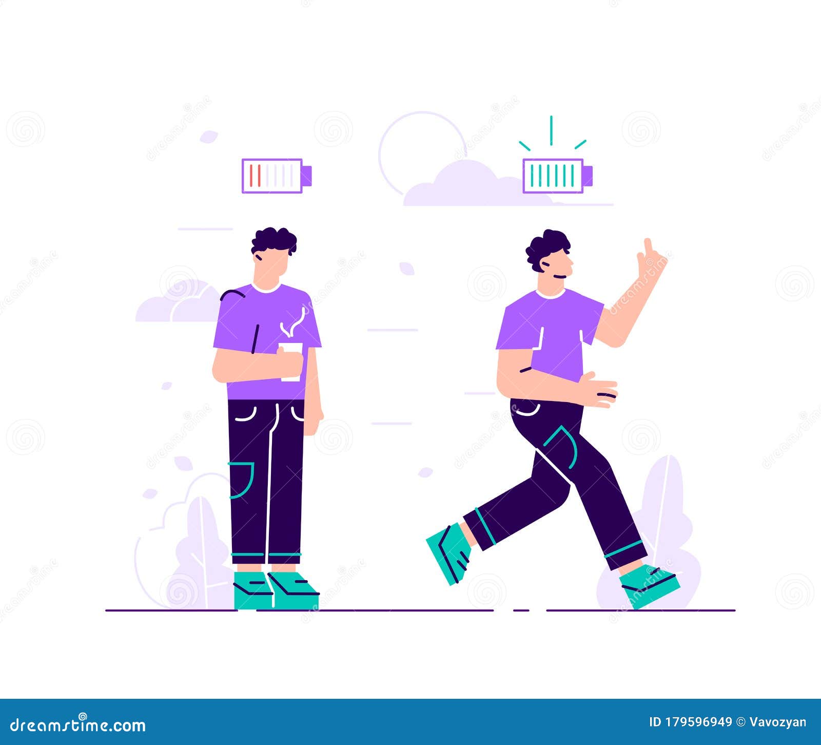 Energetic And Exhausted Workers Cartoon Vector | CartoonDealer.com ...