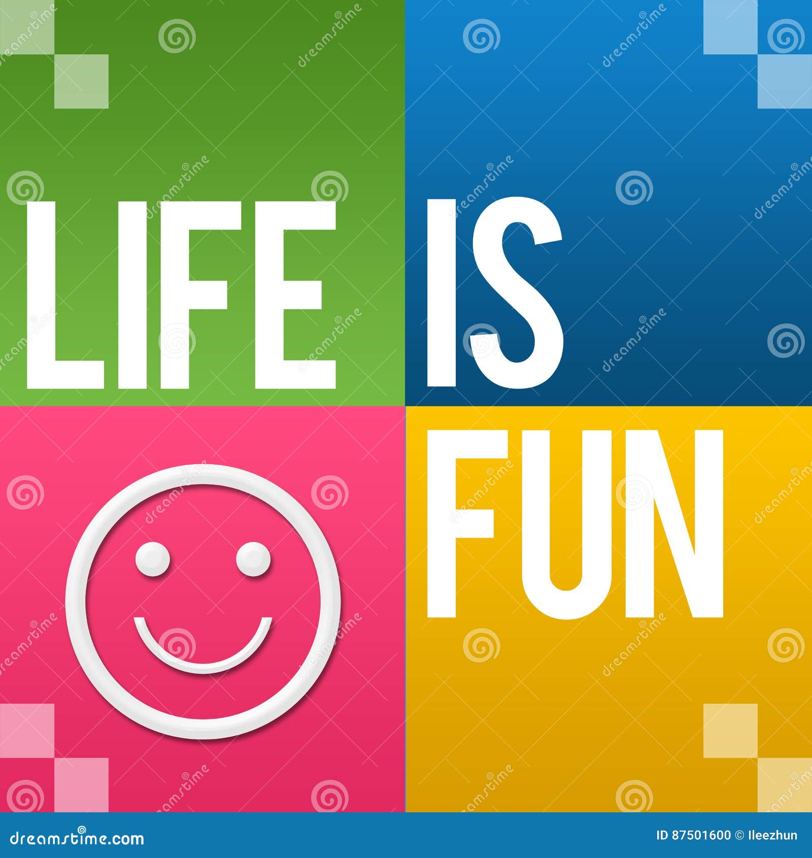 Life is Fun Colorful Four Blocks Stock Illustration - Illustration of ...