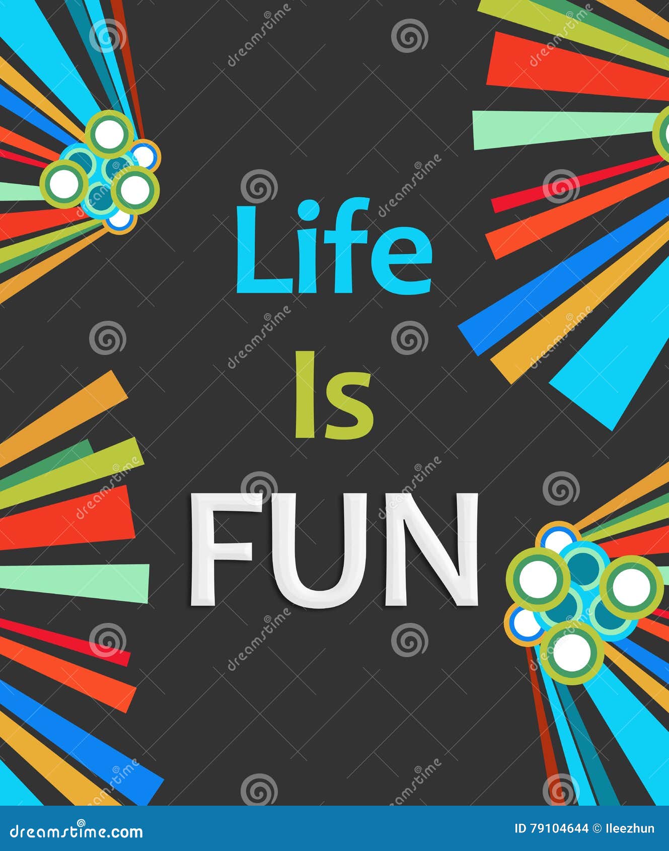 Life is Fun Dark Colorful Elements Stock Illustration - Illustration of ...
