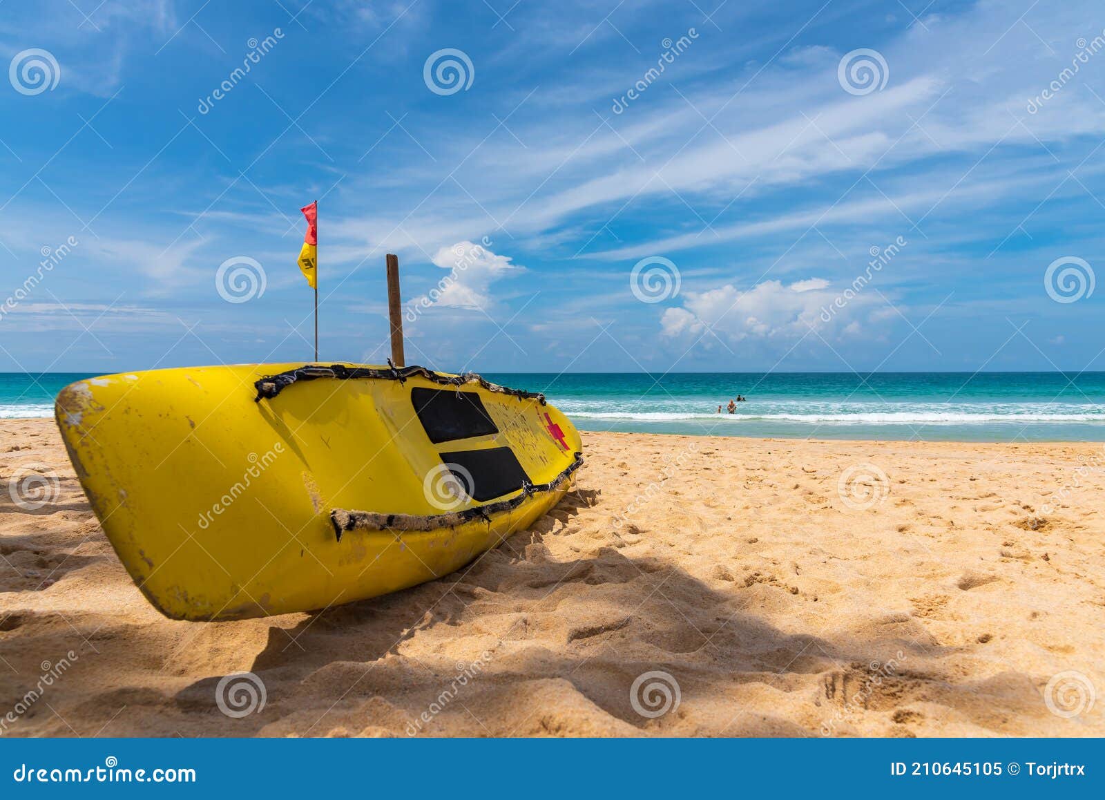 Life Guard Kayak Boat on the Beach Stock Image - Image of lifeboat ...