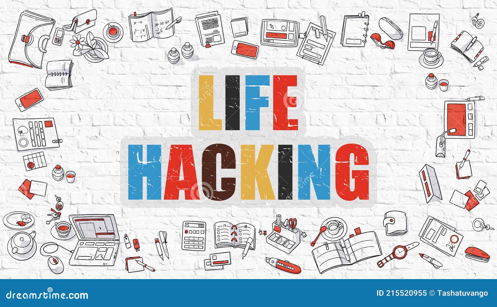 Life Hacking in Multicolor. Doodle Design Stock Illustration ...