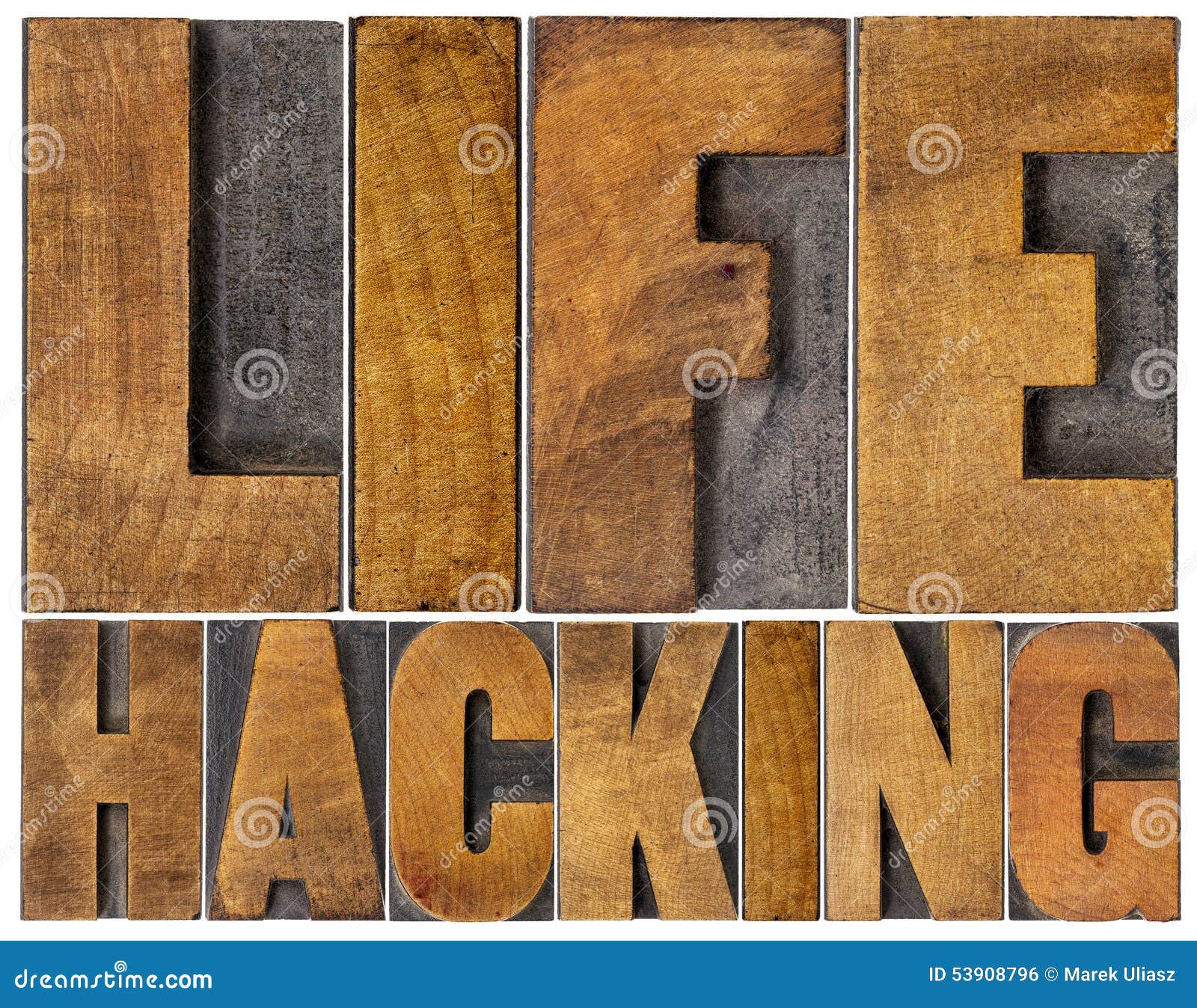 Life Hacking Word Abstract in Wood Type Stock Photo - Image of text ...