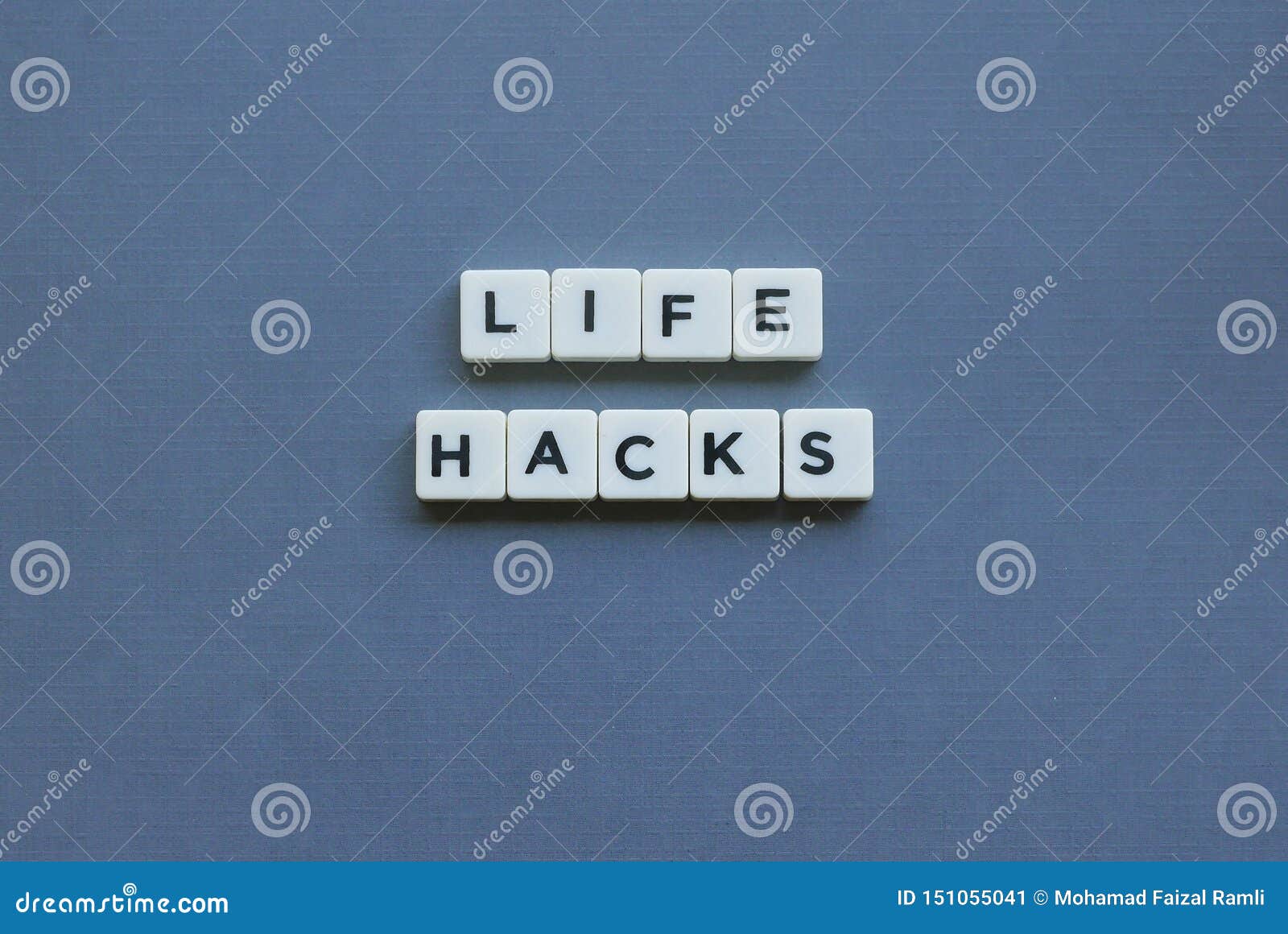 Life Hacks Word Made of Square Letter Word on Grey Background Stock ...