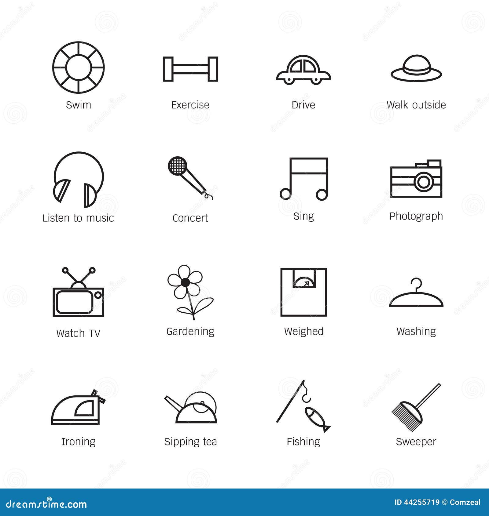 Daily life icons stock vector. Illustration of dinner - 44255719