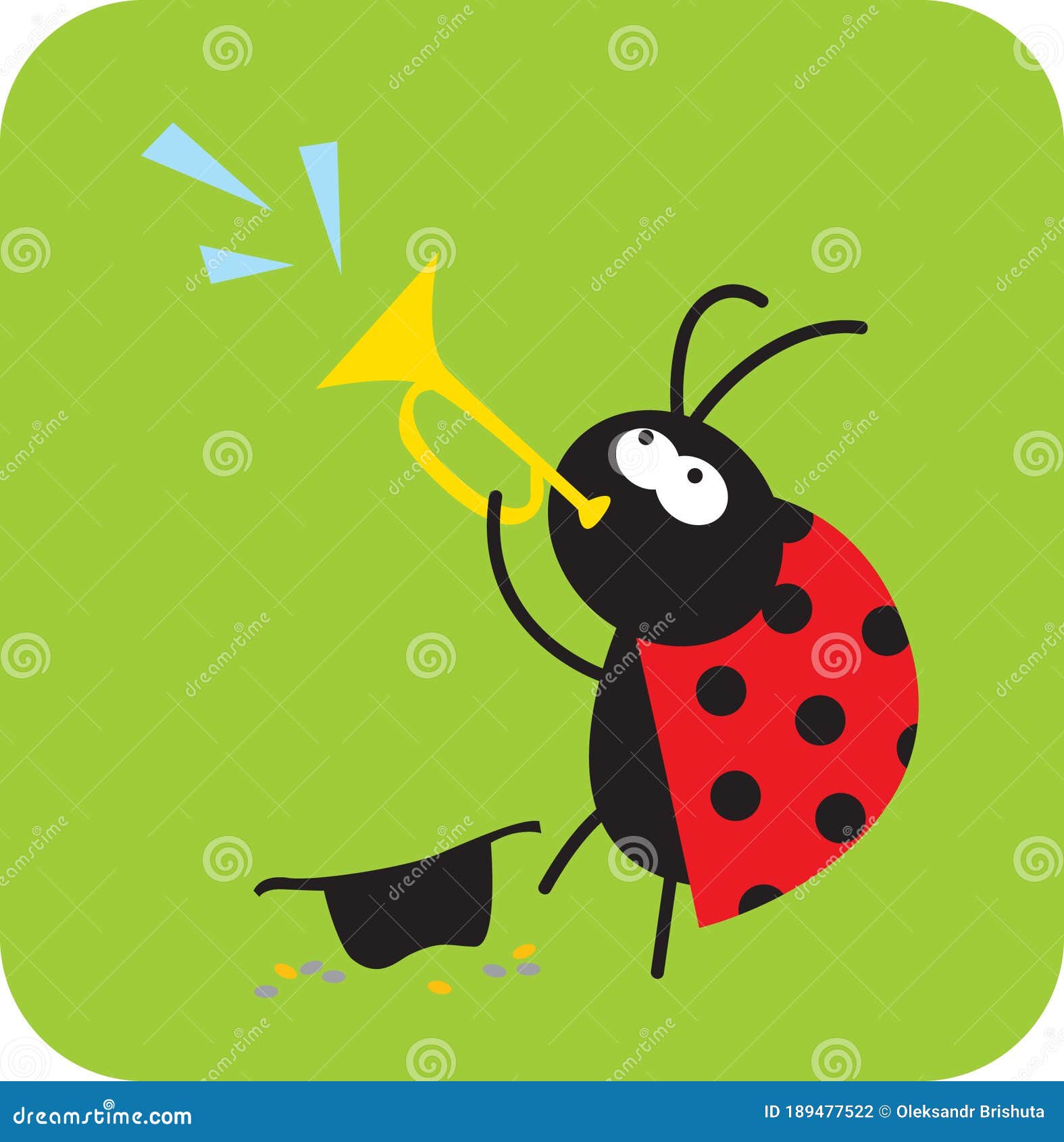 Life of Insects. Beetle Plays the Trumpet Stock Illustration ...