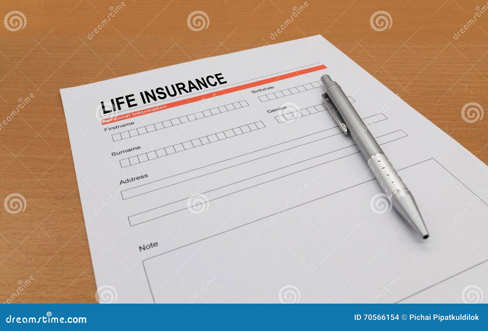 Life Insurance Application Form Stock Photo - Image of paper, legal ...
