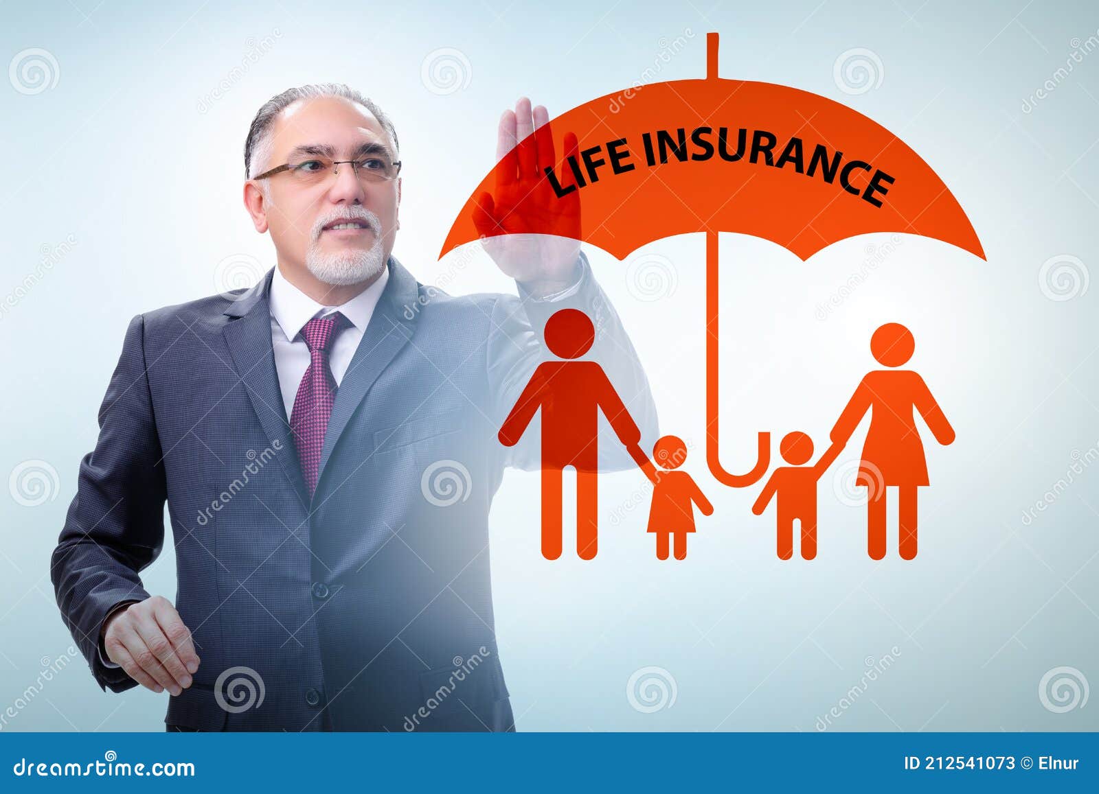 Life Insurance Concept with Businessman Pressing Button Stock Image ...