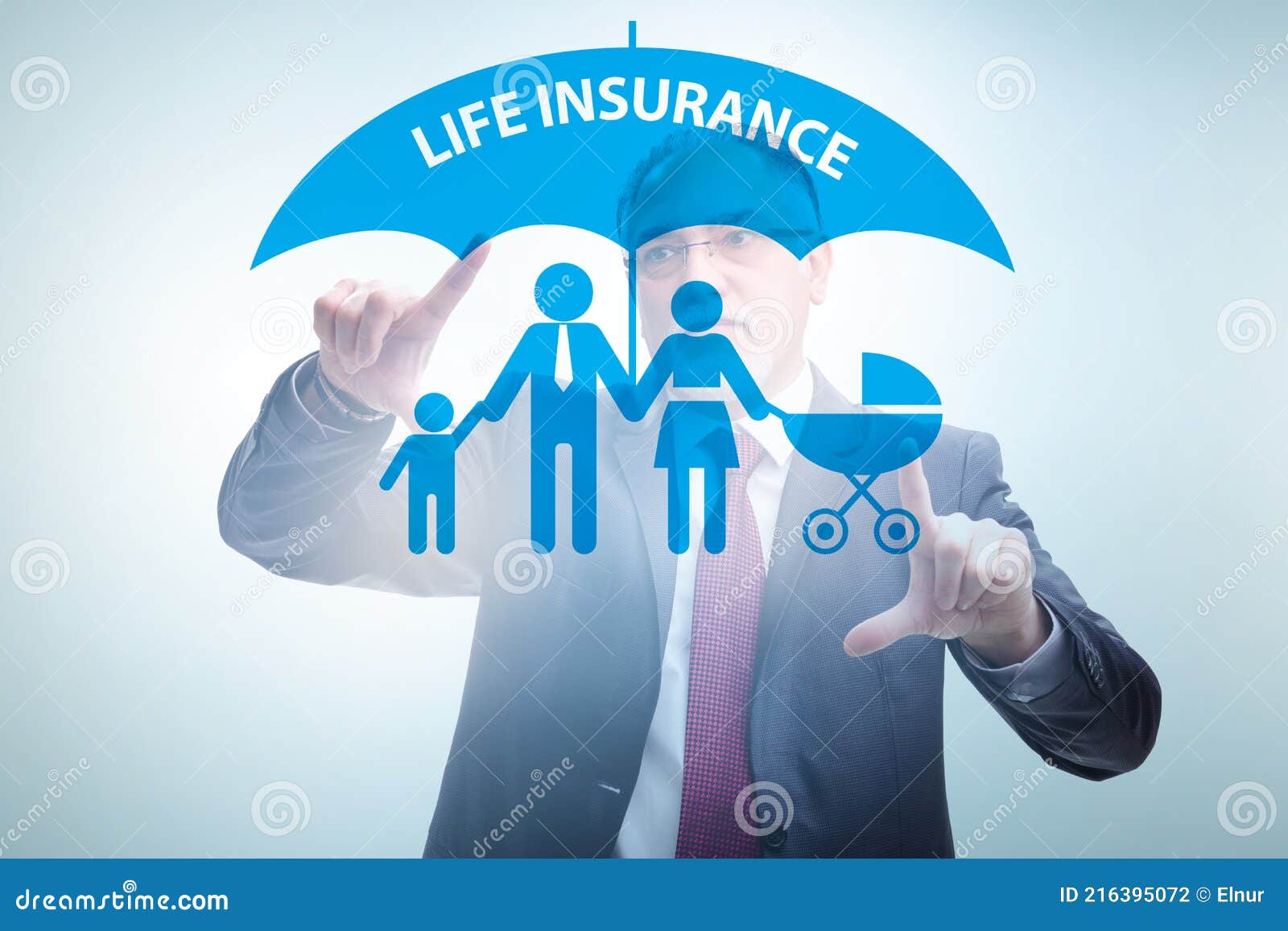 Life Insurance Concept with Businessman Pressing Button Stock Photo ...