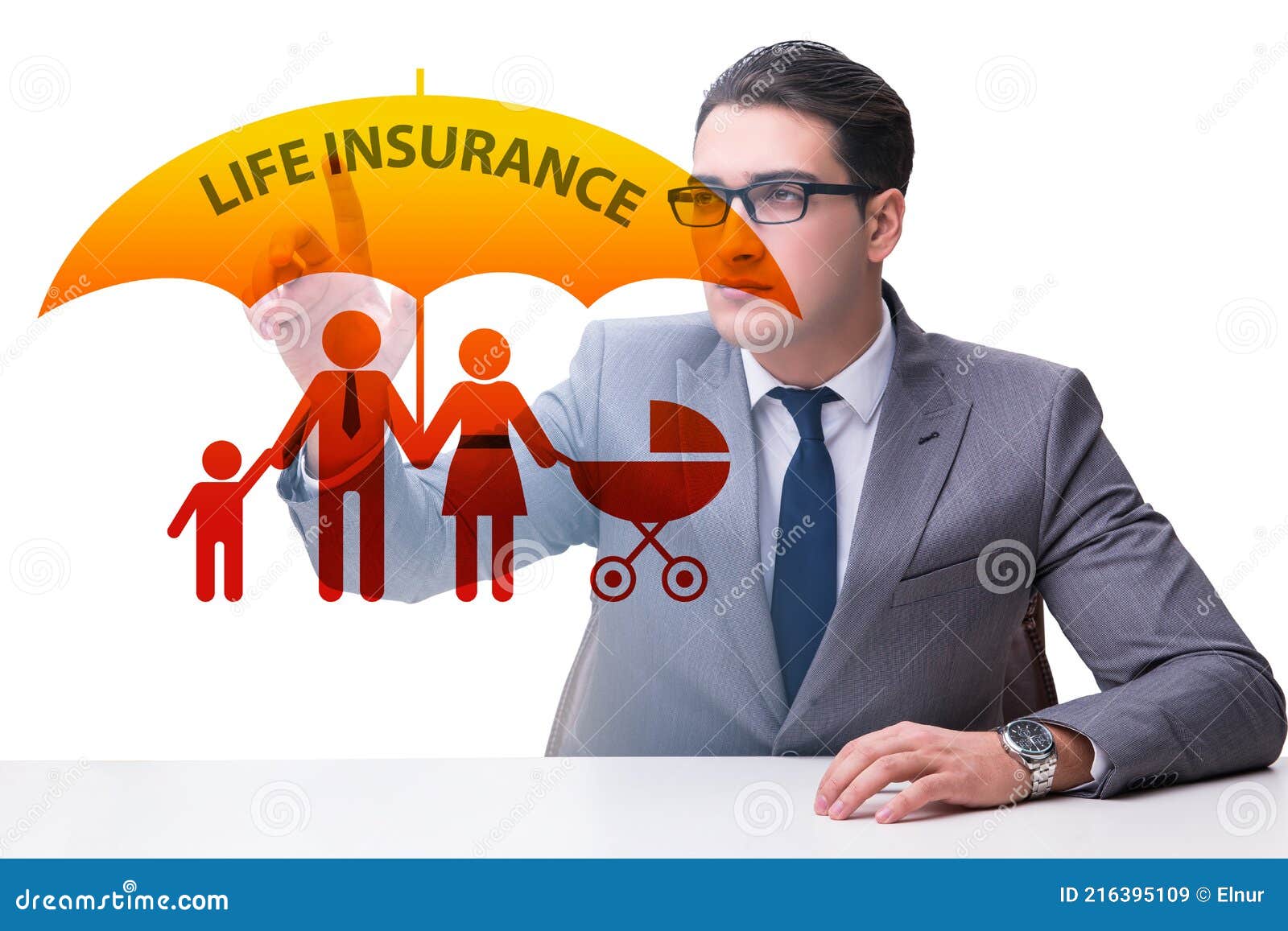 Life Insurance Concept with Businessman Pressing Button Stock Image ...
