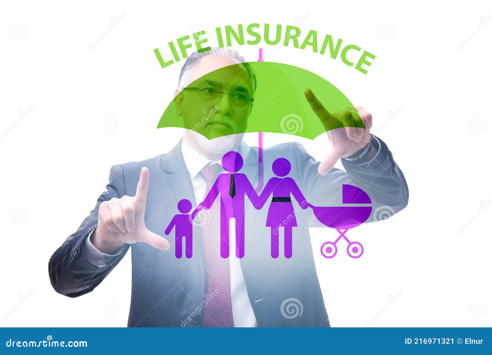 Life Insurance Concept with Businessman Pressing Button Stock ...