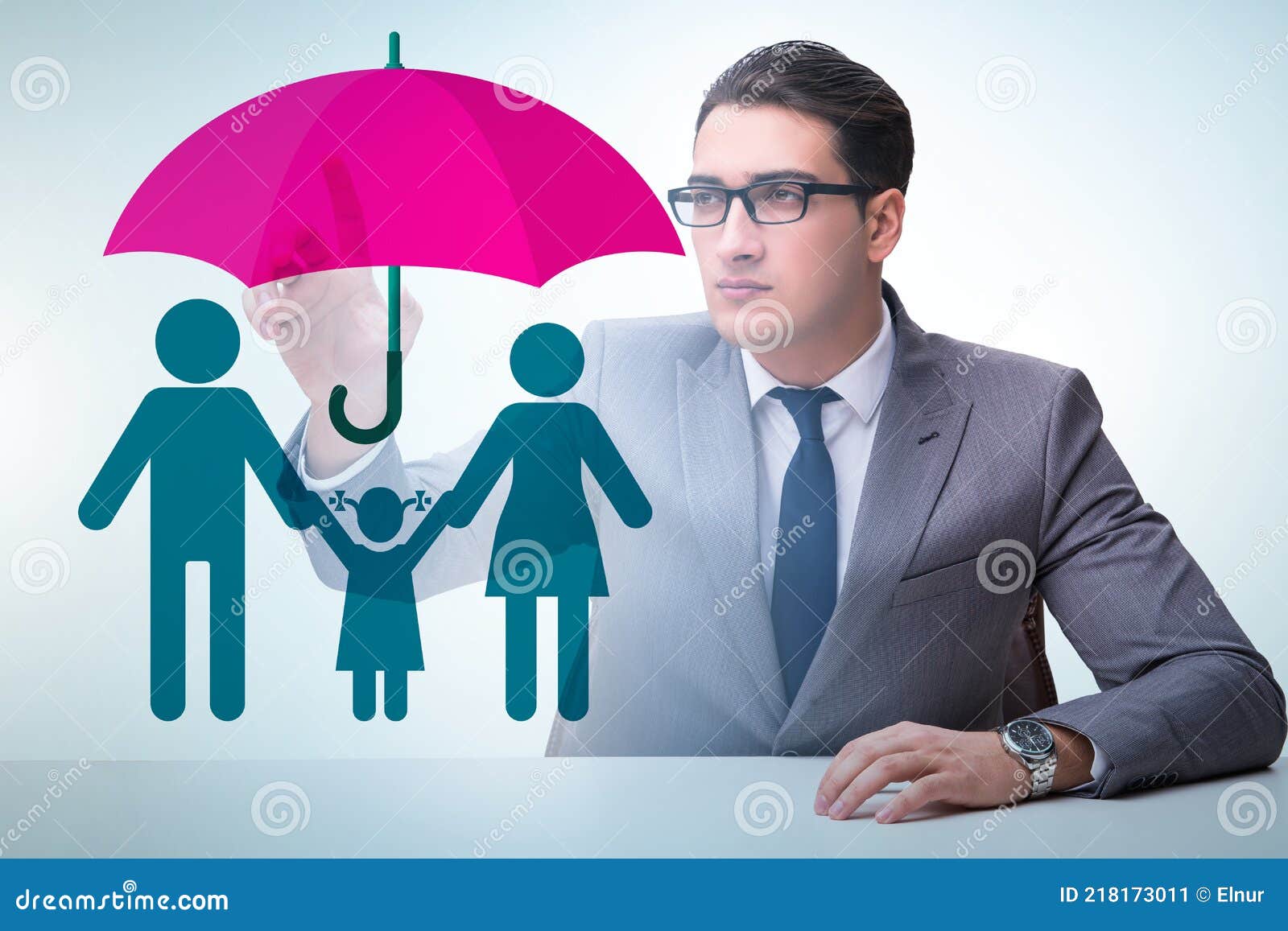 Life Insurance Concept with Businessman Pressing Button Stock Image ...