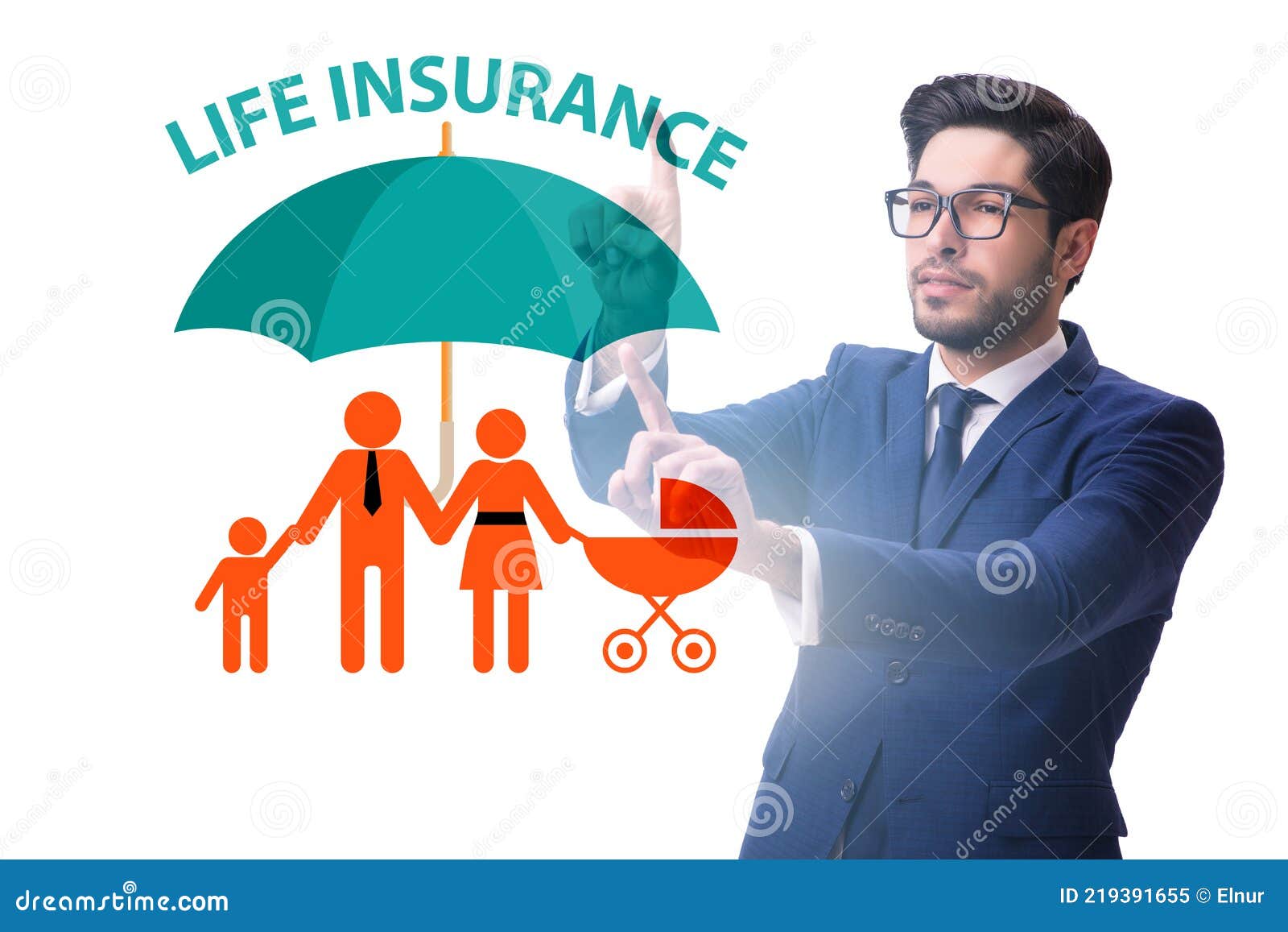 Life Insurance Concept with Businessman Pressing Button Stock Image ...