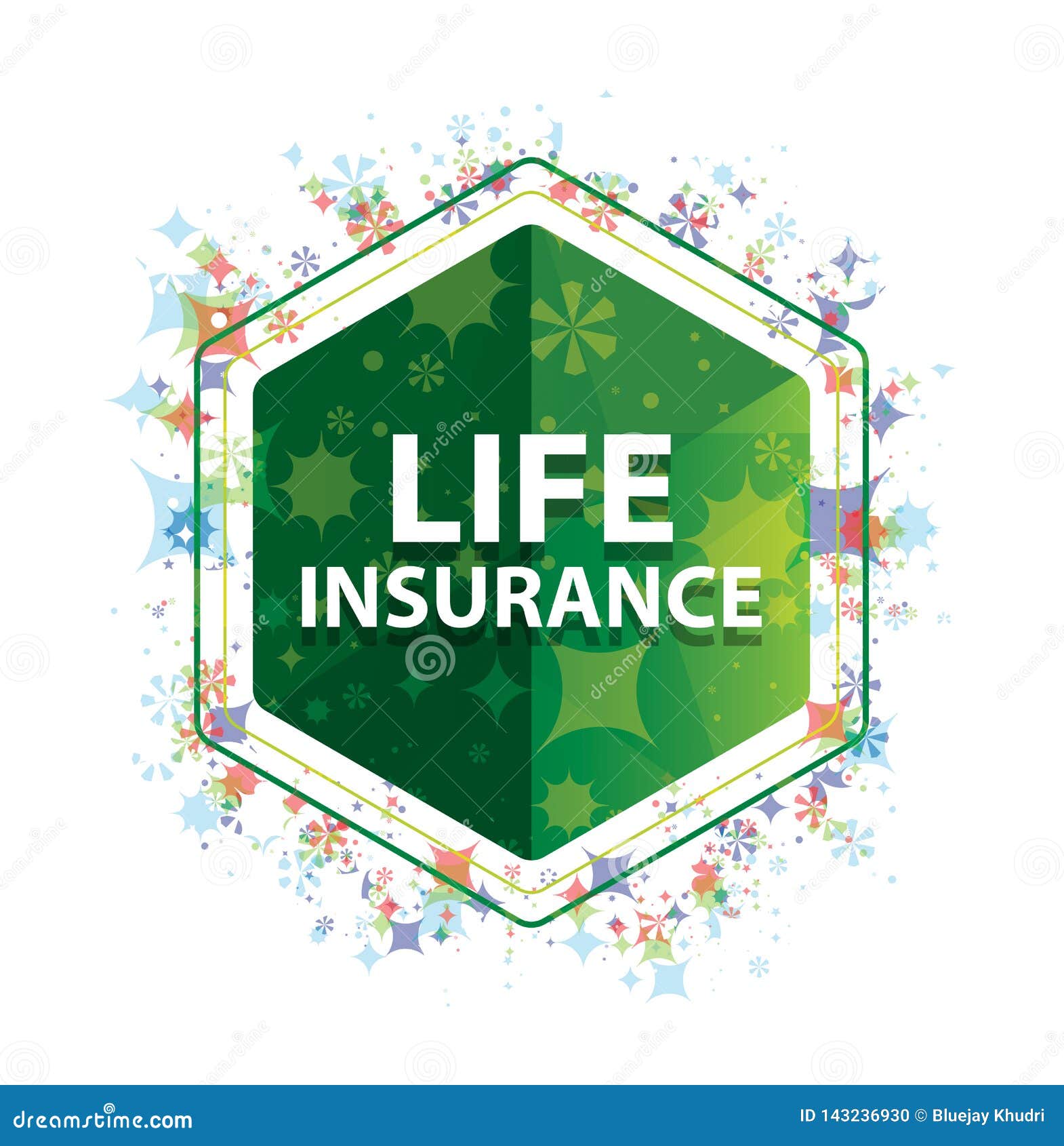 Life Insurance Floral Plants Pattern Green Hexagon Button Stock ...