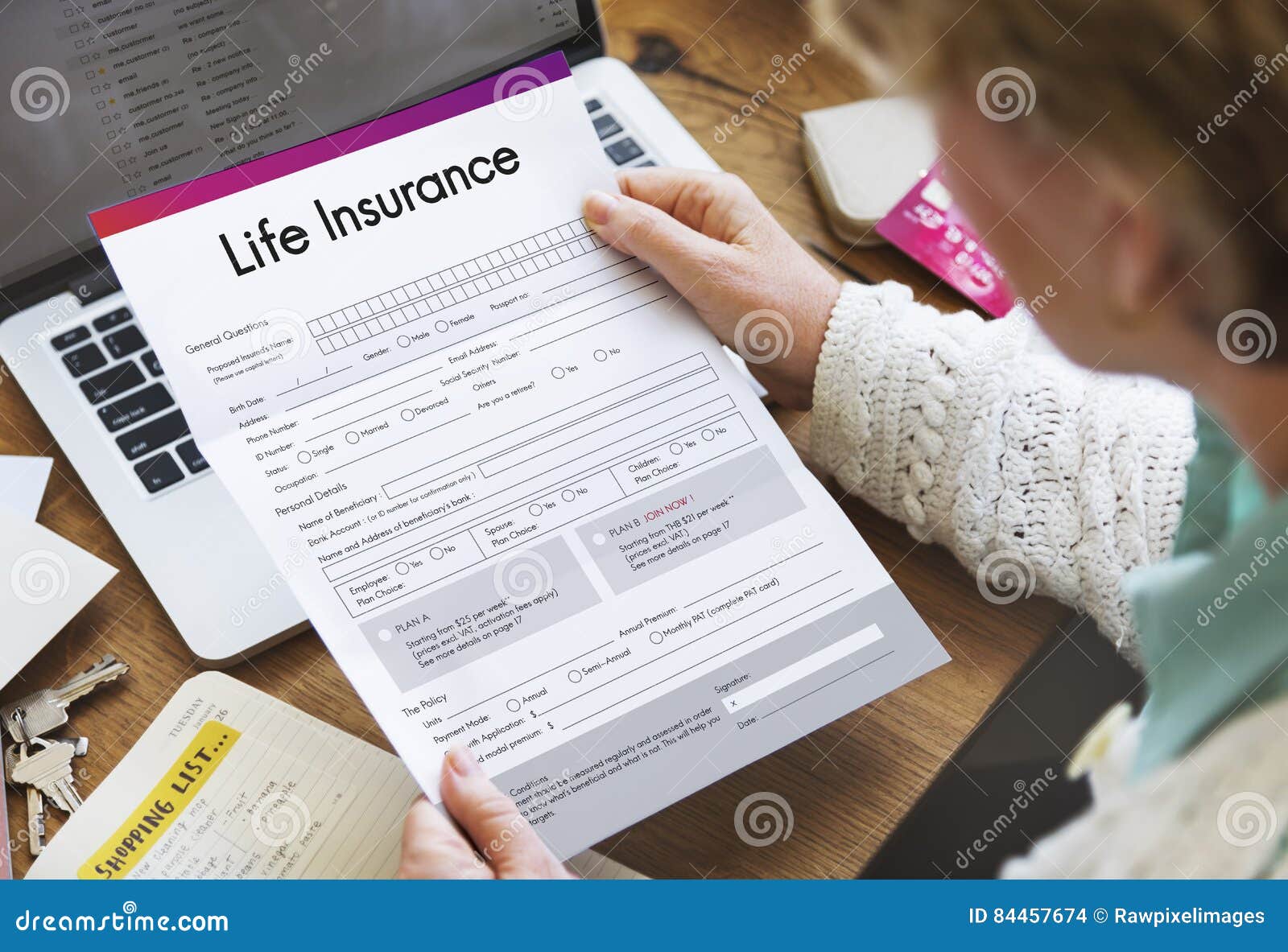 Life Insurance Form Application Security Concept Stock Photo - Image of ...