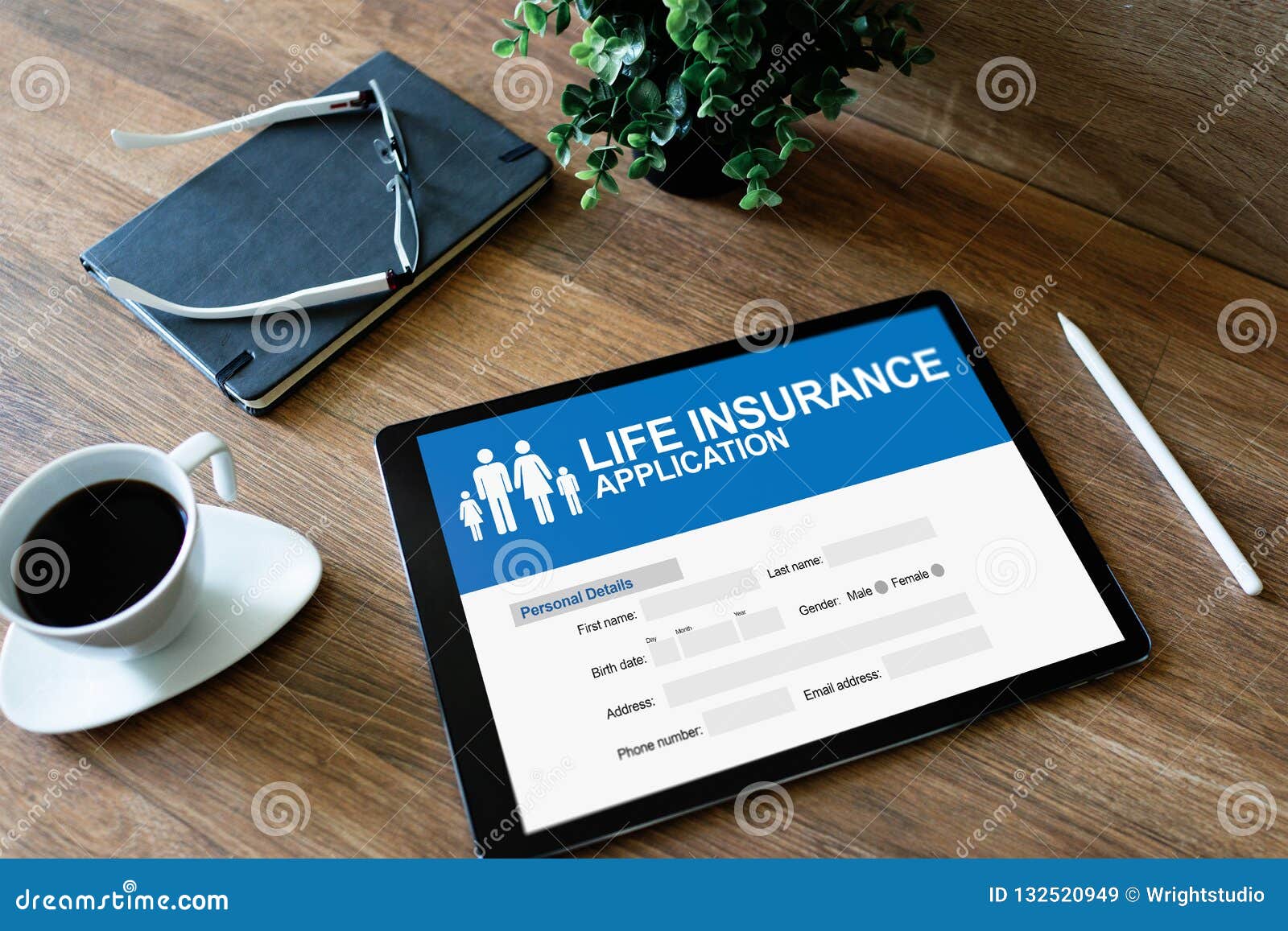 Life Insurance Online Application Form on Device Screen. Stock Image ...