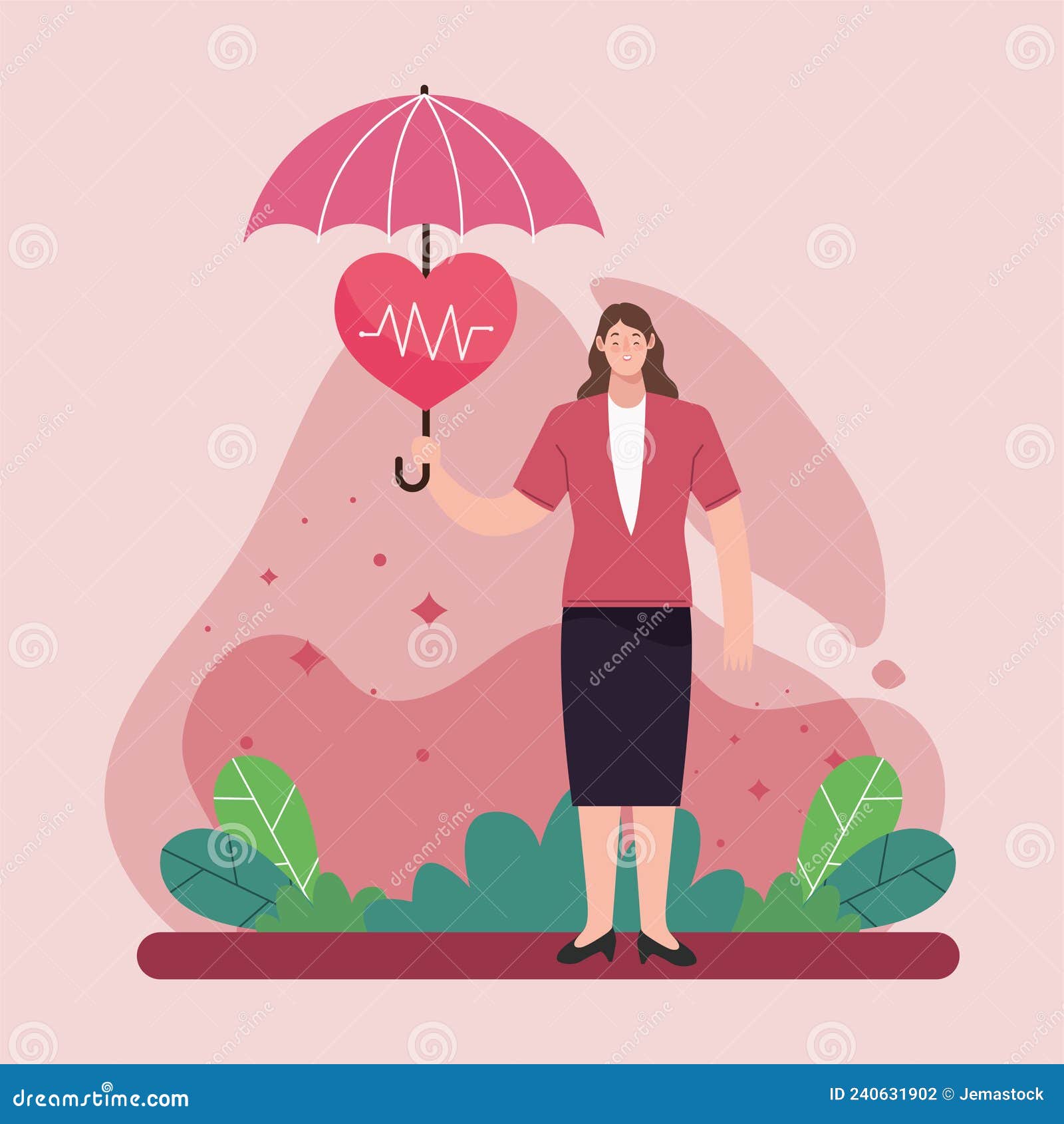 Life insurance with woman stock vector. Illustration of defend - 240631902