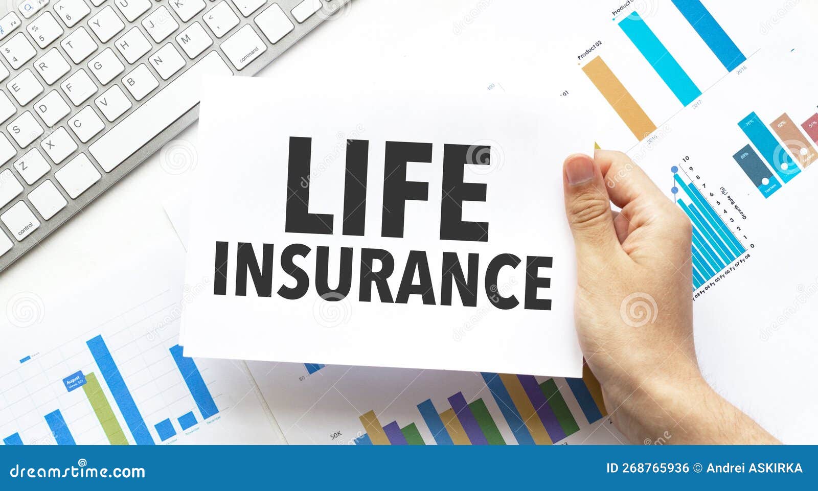Life Insurance Words on Paper with Charts and Keyboard Stock Photo ...