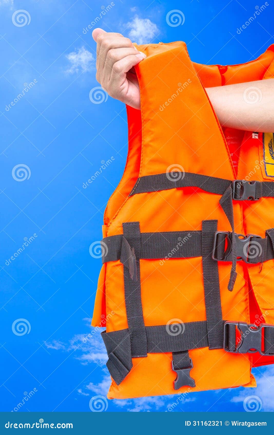 Life jacket stock image. Image of hand, life, water, blue - 31162321