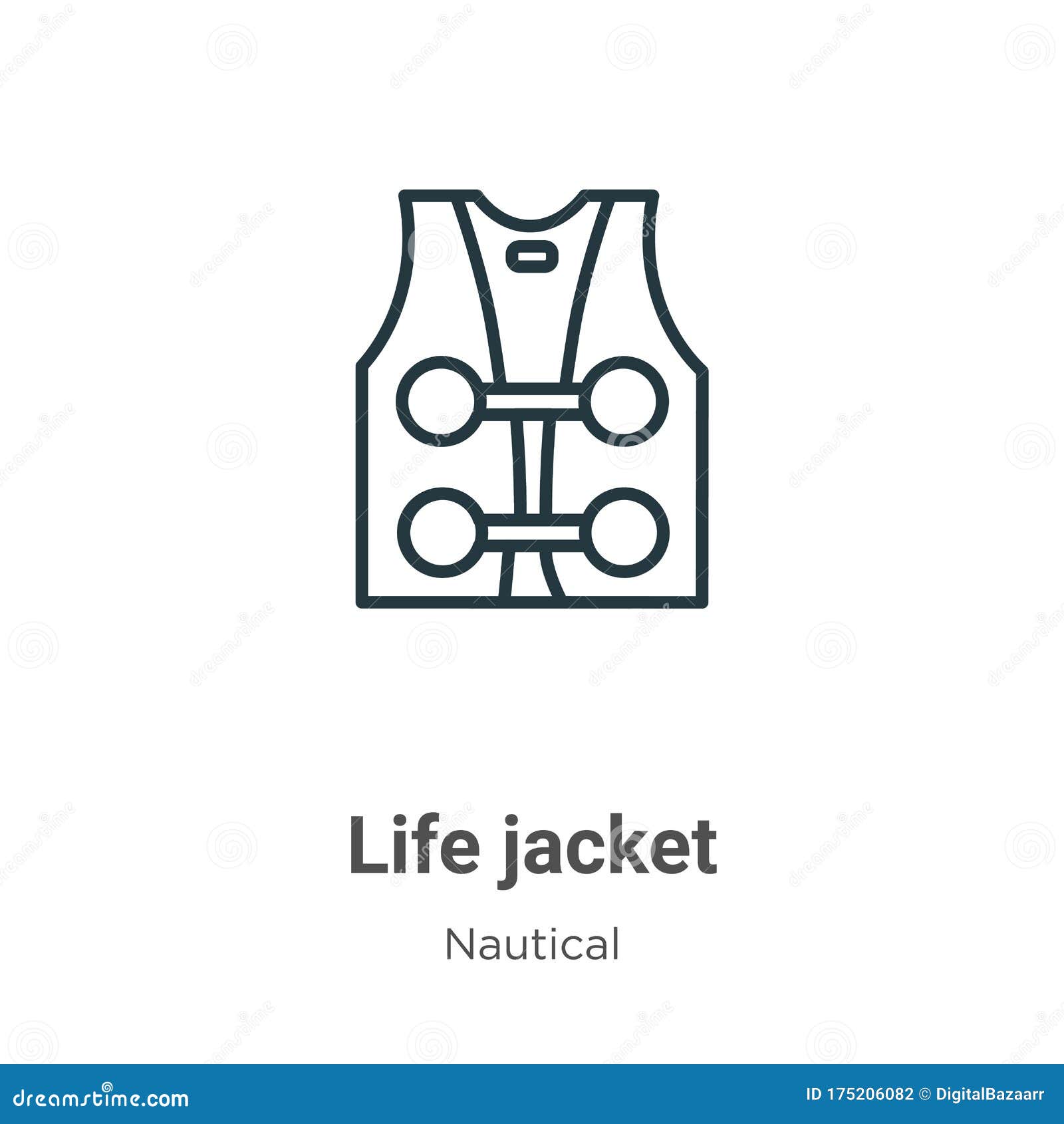 Life Jacket Outline Vector Icon. Thin Line Black Life Jacket Icon, Flat ...