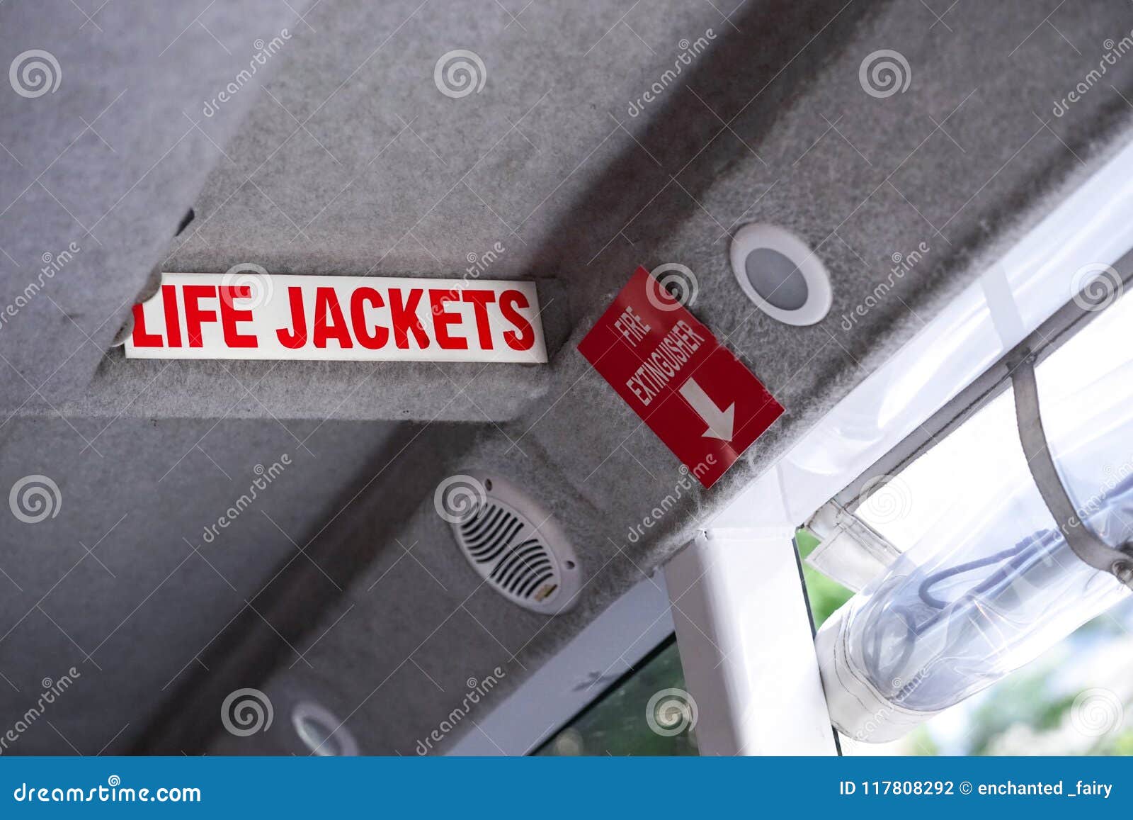 Life Jacket Sign on a Ship, Safety Boarding Concept. Stock Photo ...