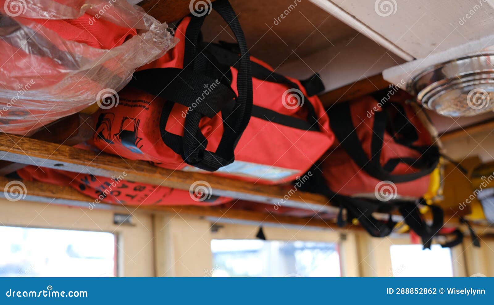Life Jackets that Must Be Available in the Water Boat Stock Photo ...
