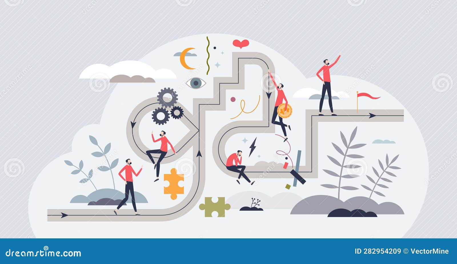 Complicated Challenge, Workflow, Creative Solution Research. Young ...