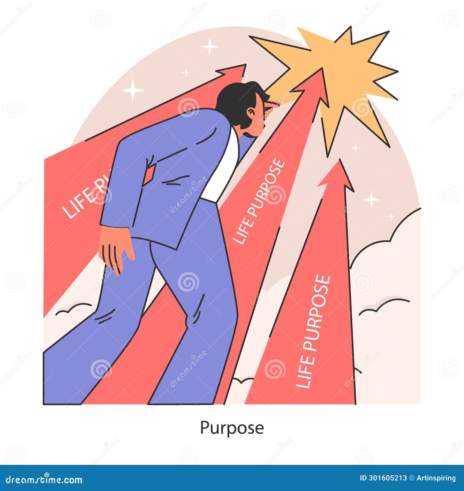 Life Navigation. Man Steering A Ship Wheel Towards Goals With Vision ...