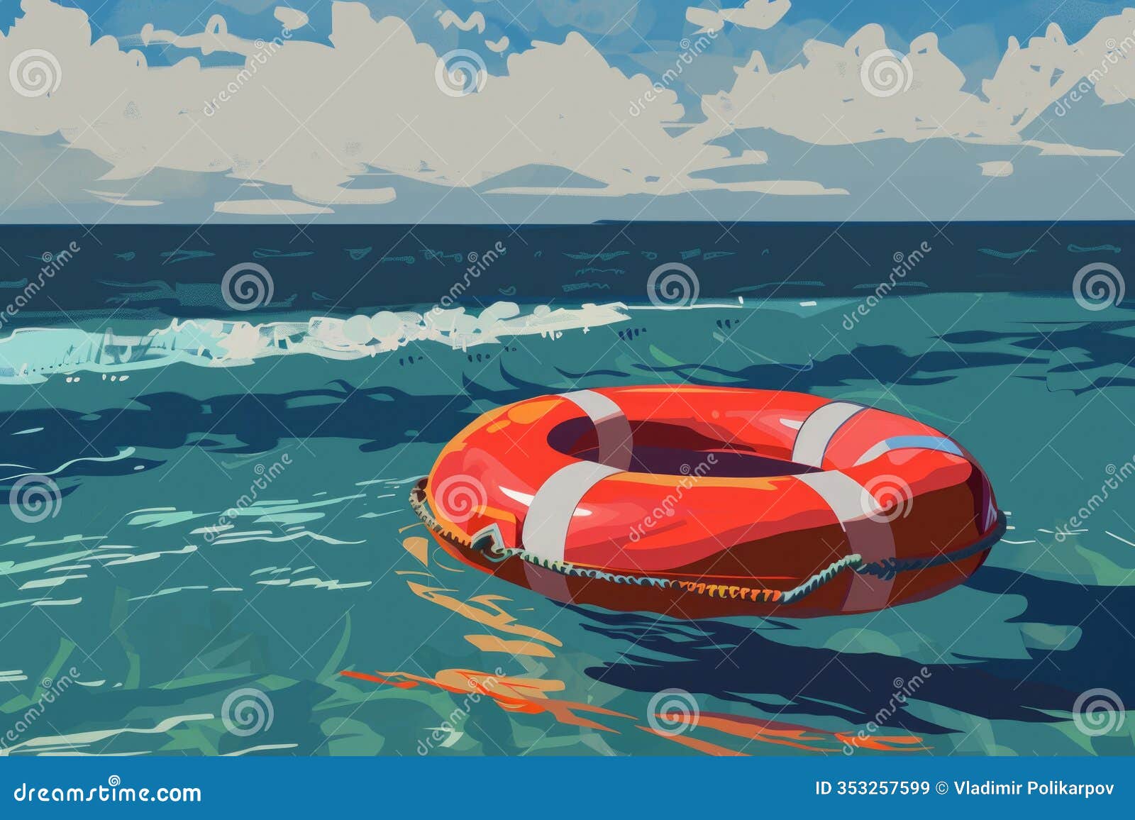 A Life Preserver Floating in the Ocean. Suitable for Water Safety ...