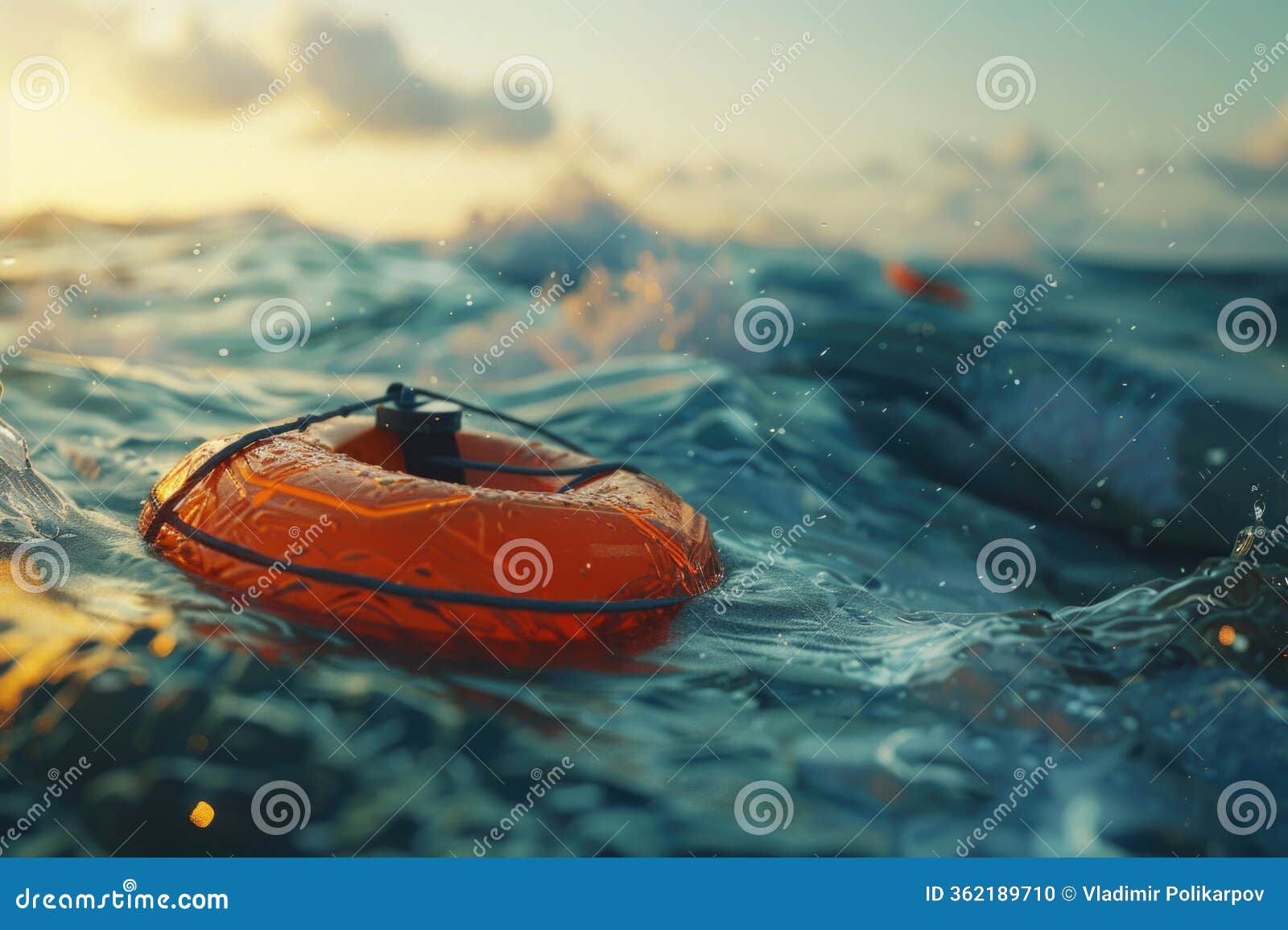 A Life Preserver Floating in the Ocean, Suitable for Water Safety ...