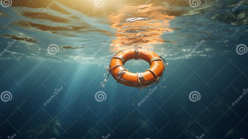 A Life Preserver Floating in the Water Stock Image - Image of floating ...