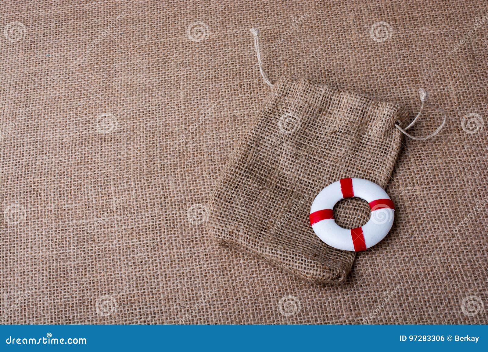 Life Preserver on a Sack on Canvas Stock Photo - Image of travel ...