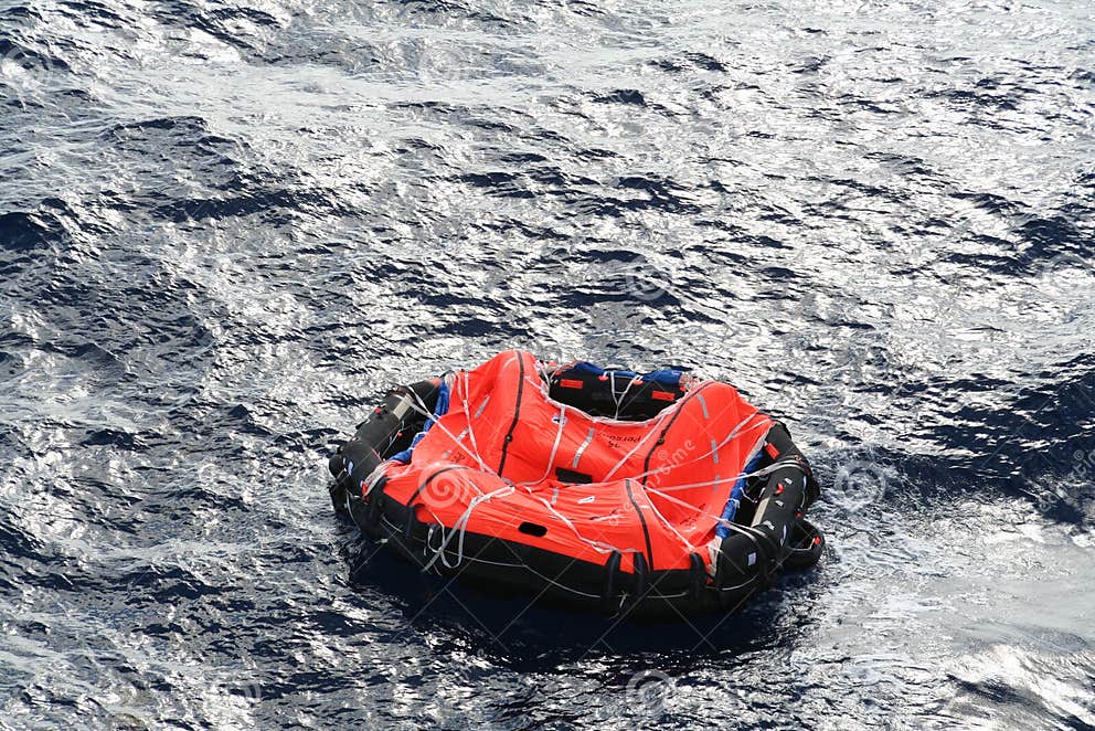 Life raft adrift stock image. Image of distress, inflatable - 28882747