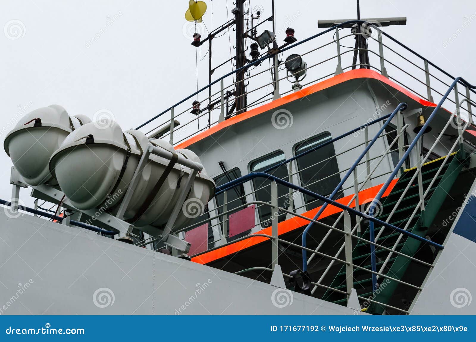 LIFE RAFTS on the SHIP stock photo. Image of industry - 171677192