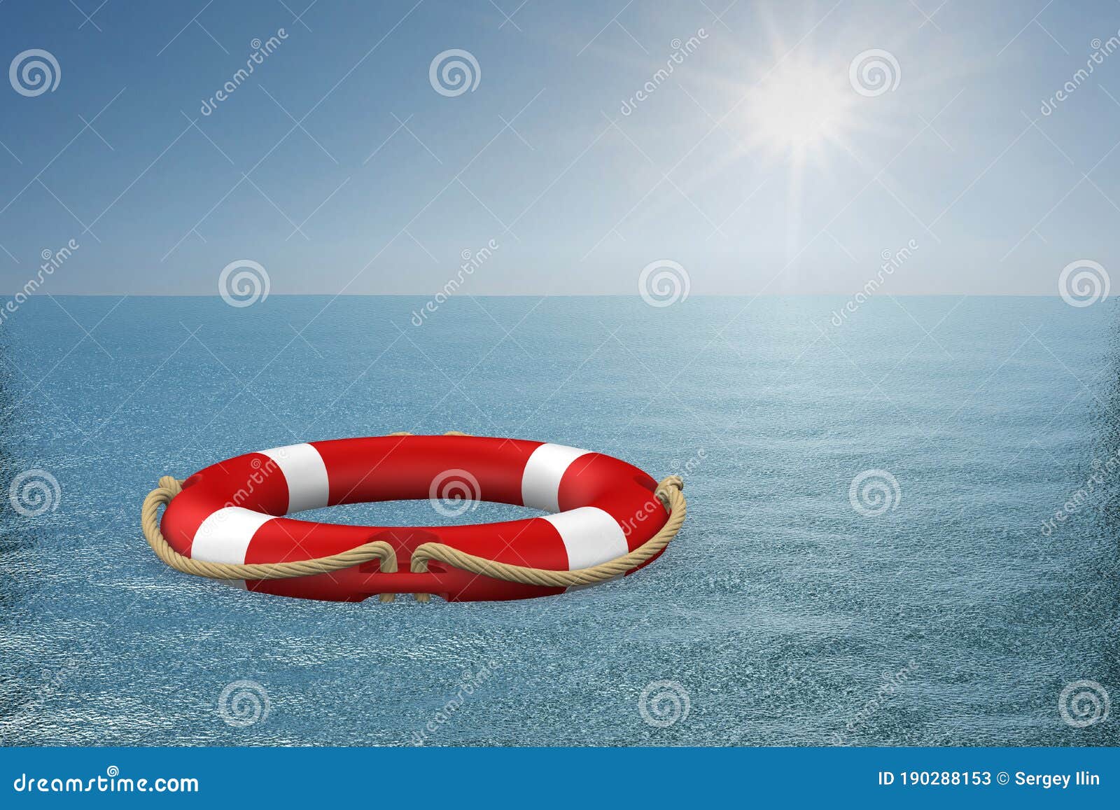 Life Ring on Water. 3d Illustration Stock Illustration - Illustration ...