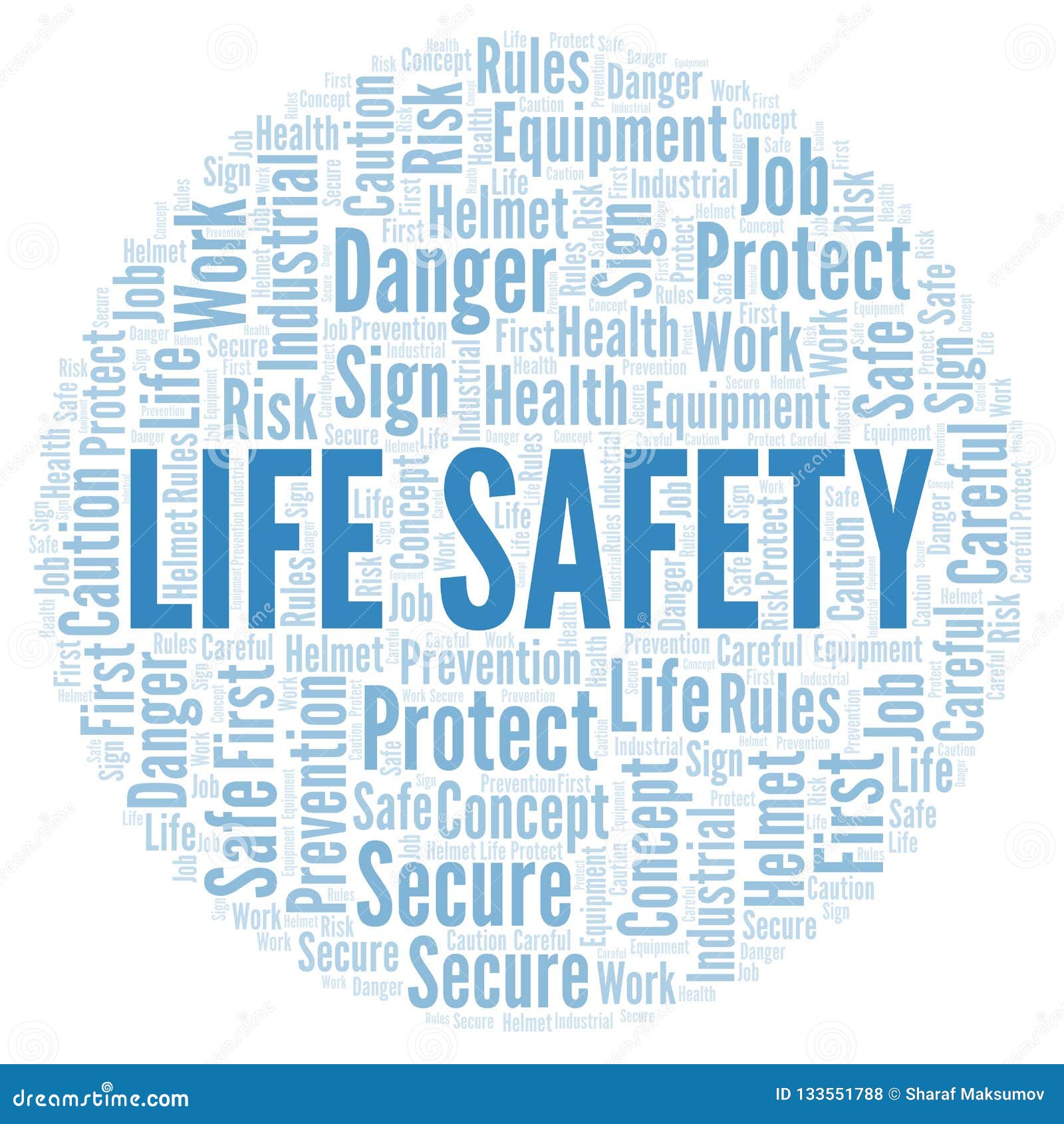 Life Safety word cloud stock illustration. Illustration of typography ...
