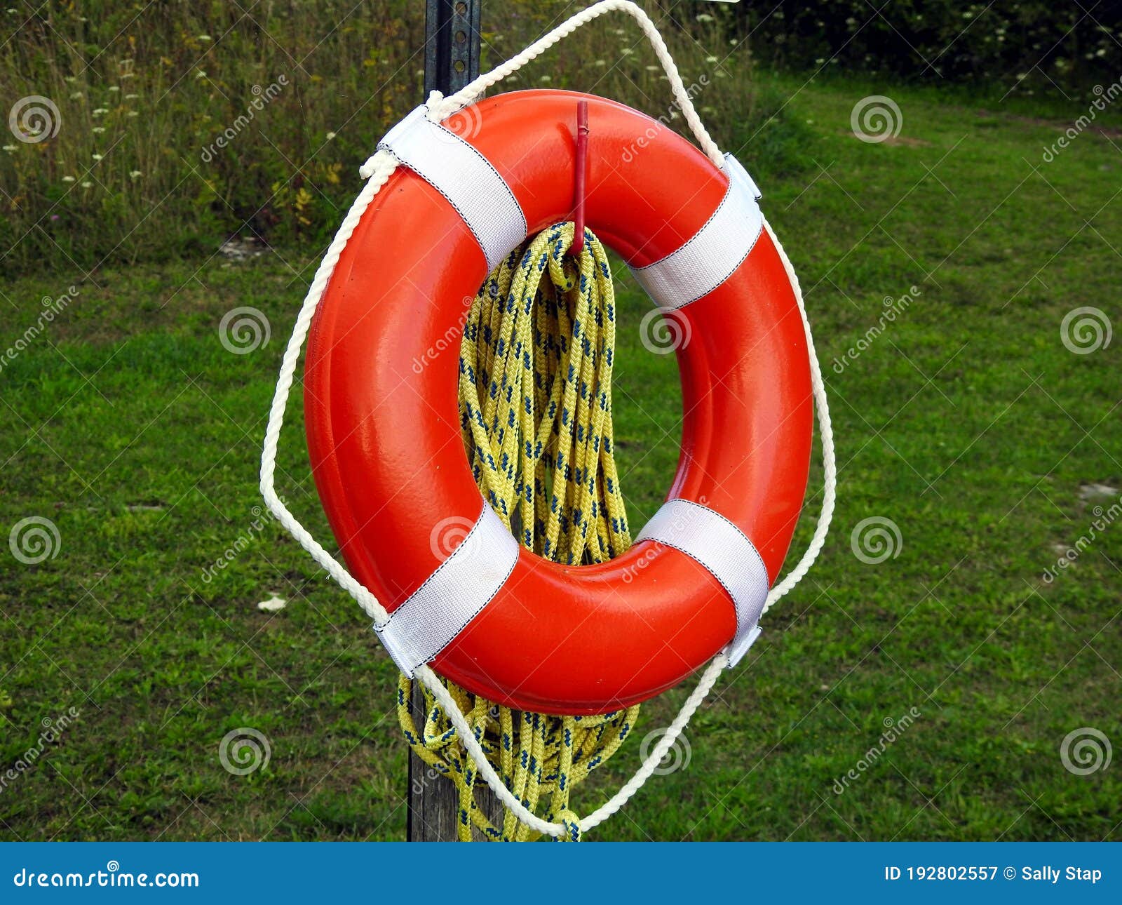 Life saving ring on post stock image. Image of device - 192802557