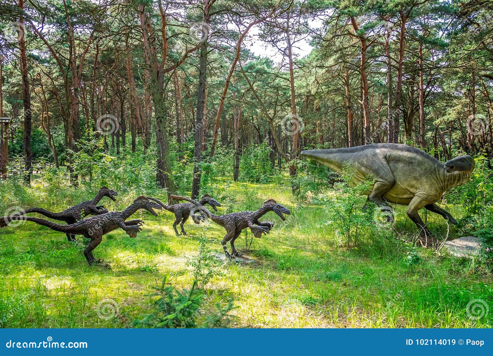 Raptors on a hunt stock image. Image of green, apatosaurus - 102114019
