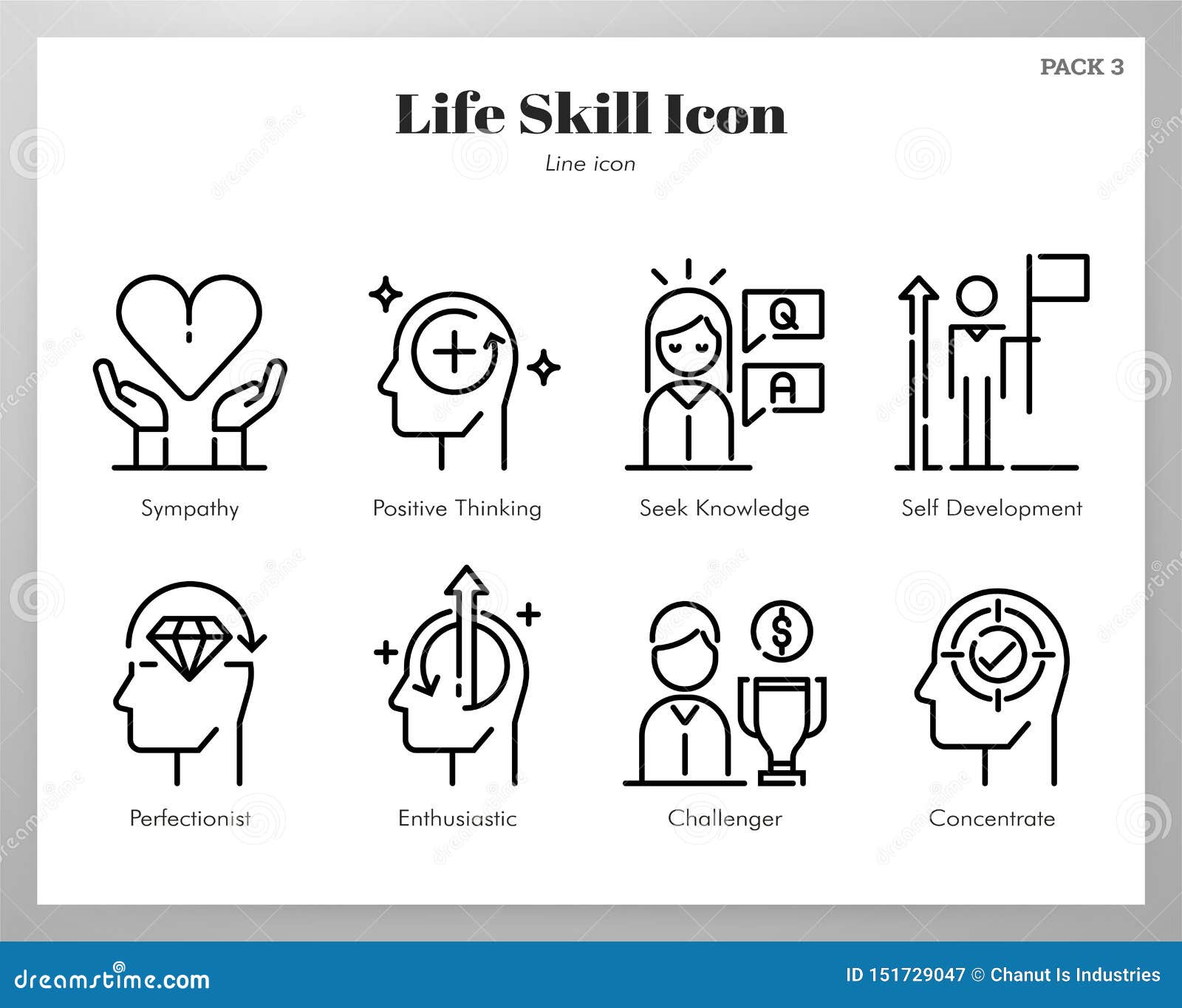 Life skill icons Line pack stock vector. Illustration of flawless ...