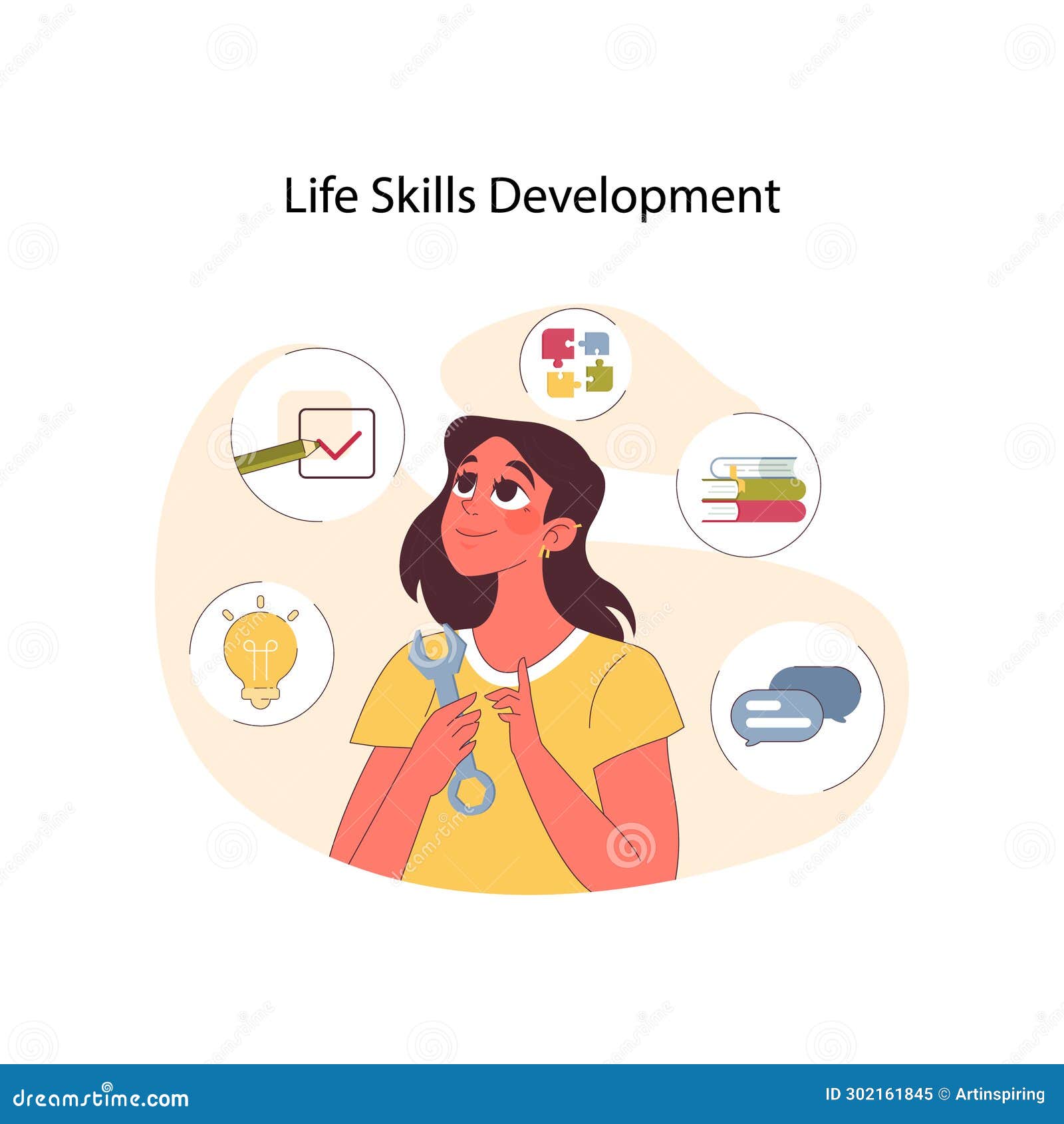 Life Skills Development Concept. Flat Vector Illustration Stock ...