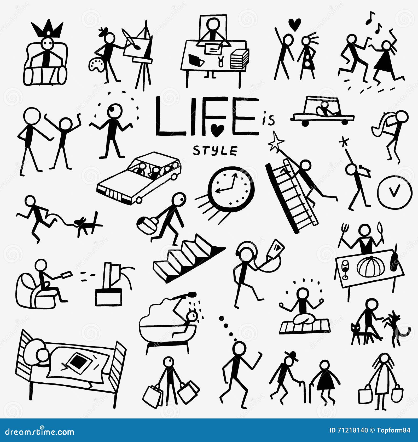 Life style doodles stock vector. Illustration of style - 71218140