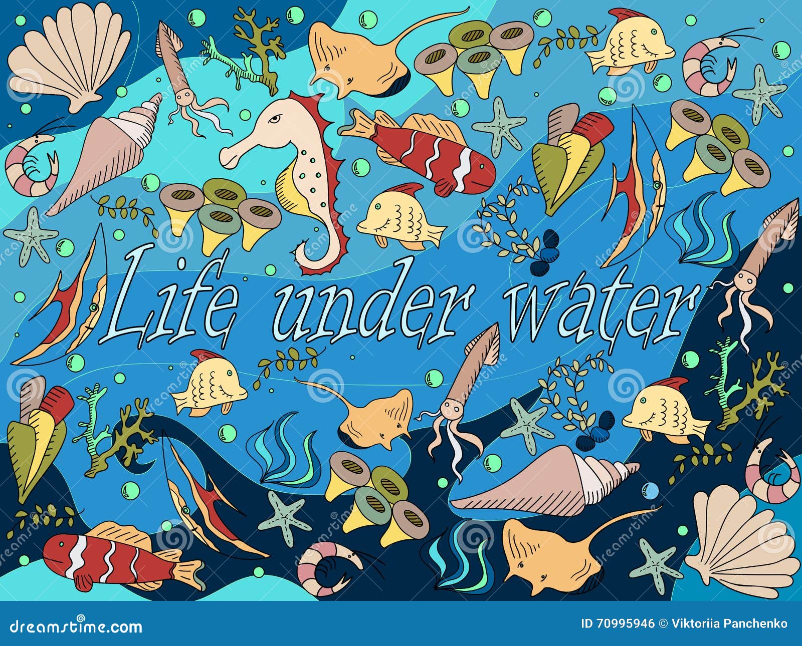 Life Under Water Vector Illustration Stock Vector - Illustration of ...