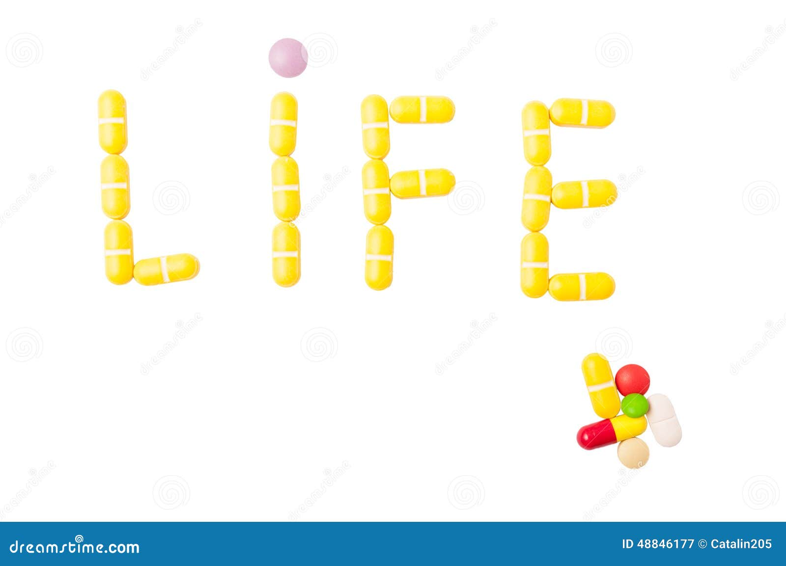 Life word made with pills stock image. Image of letters - 48846177