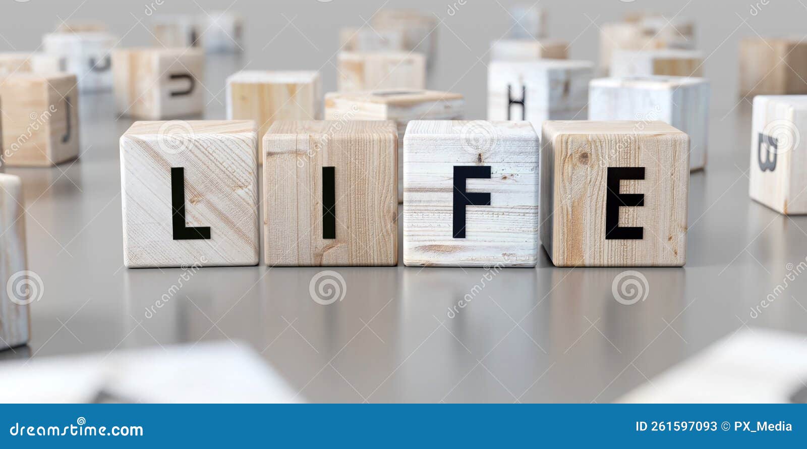 Life - Word on Wooden Blocks - 3D Illustration Stock Illustration ...